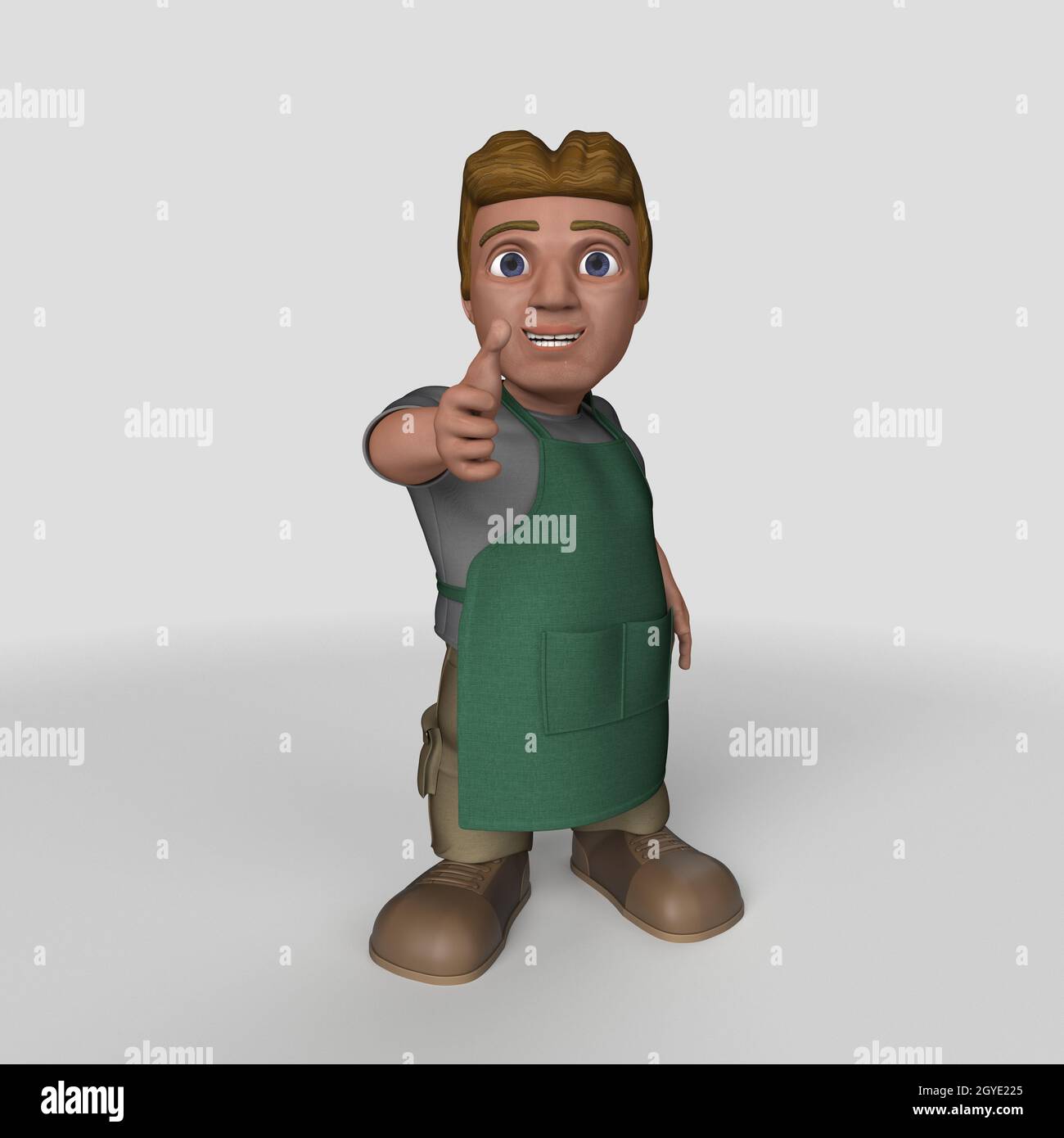 3D Render of Cartoon Shop Keeper Character Stock Photo - Alamy