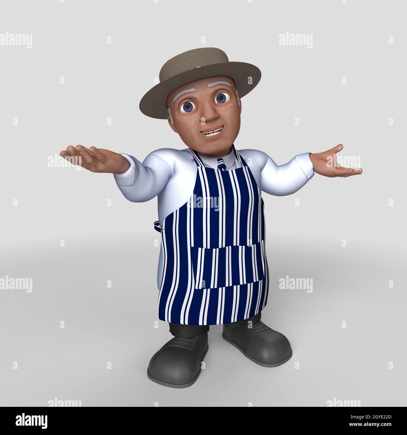 3D Render of Cartoon Butcher Character Stock Photo - Alamy
