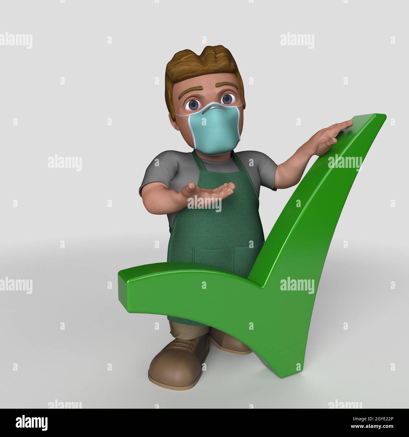3D Render of Cartoon Shop Keeper Character Stock Photo - Alamy