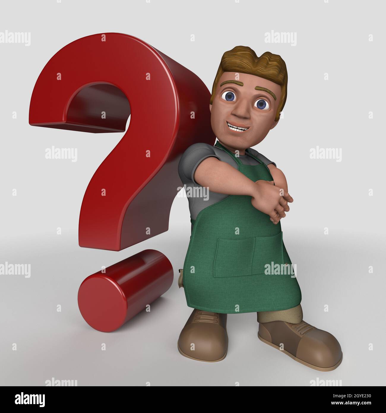 3D Render of Cartoon Shop Keeper Character Stock Photo - Alamy