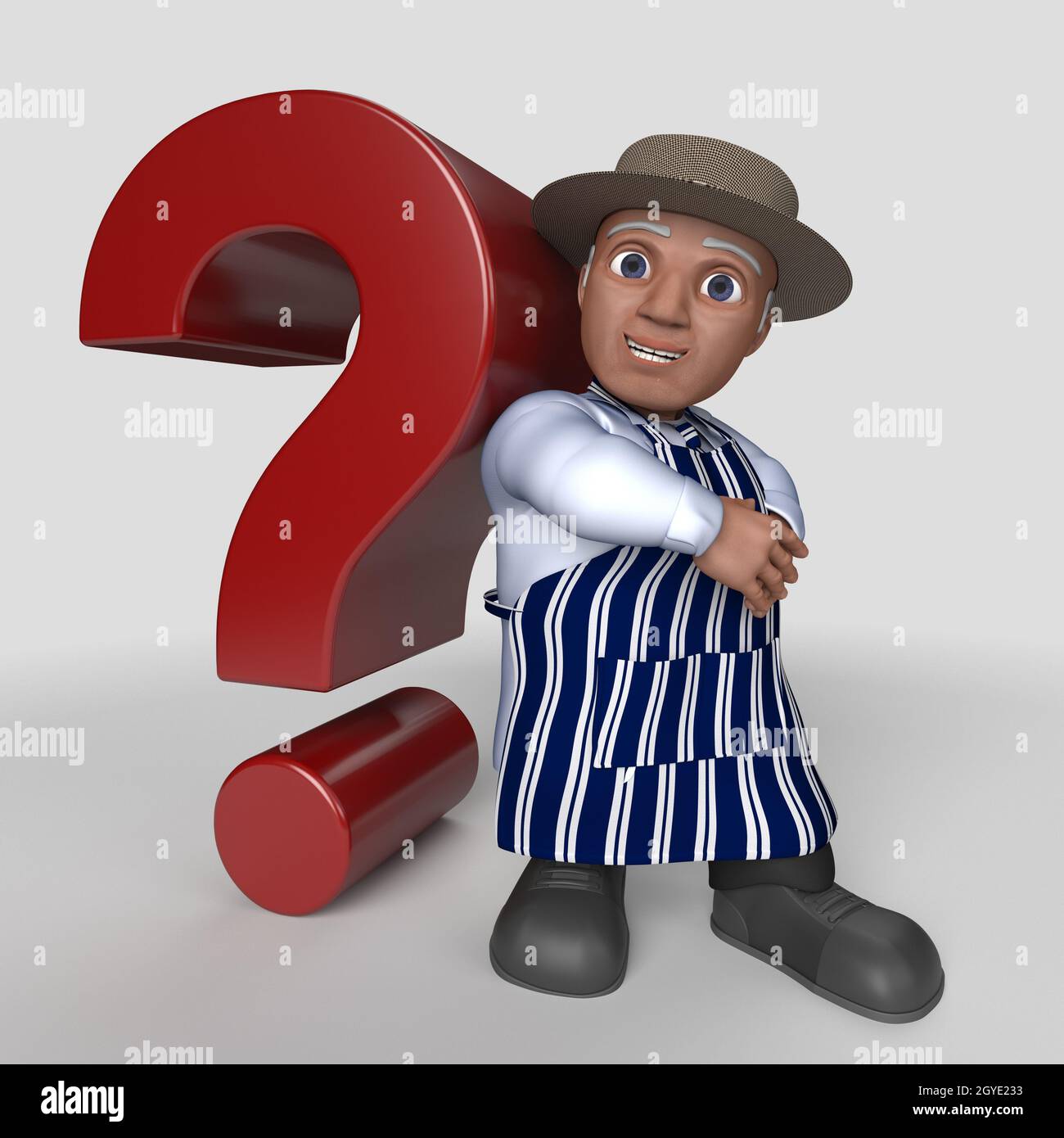 3D Render of Cartoon Butcher Character Stock Photo - Alamy