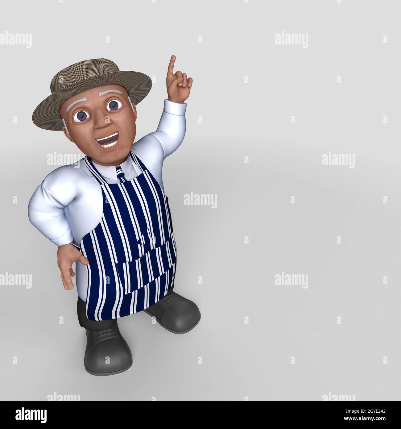 3D Render of Cartoon Butcher Character Stock Photo - Alamy