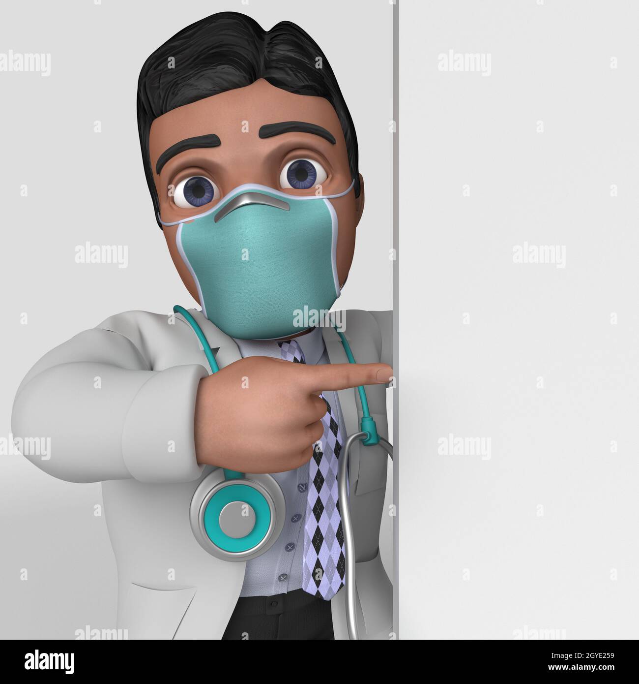 3D Render of Cartoon Doctor Character in face mask Stock Photo - Alamy