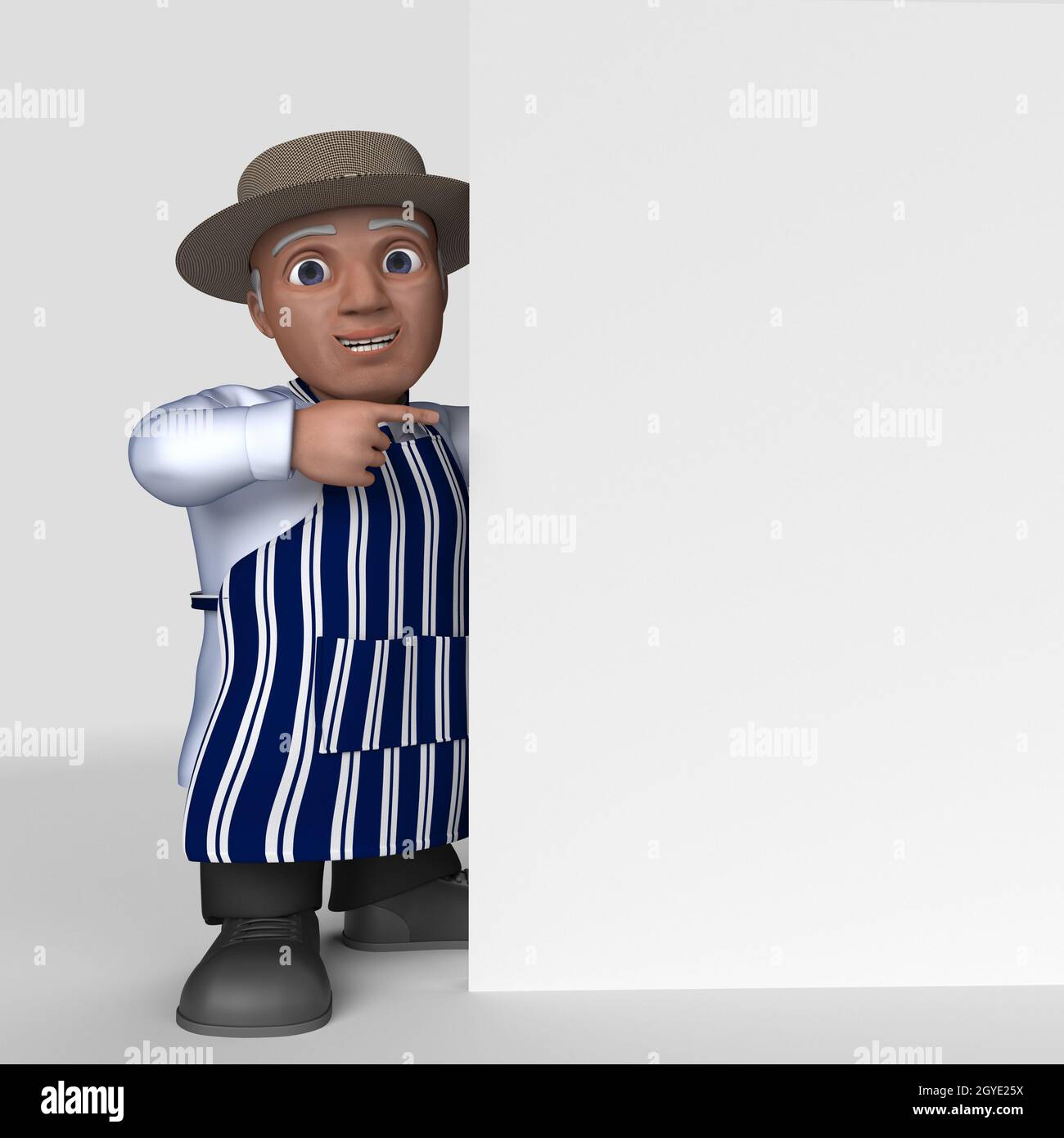 3D Render of Cartoon Butcher Character Stock Photo - Alamy