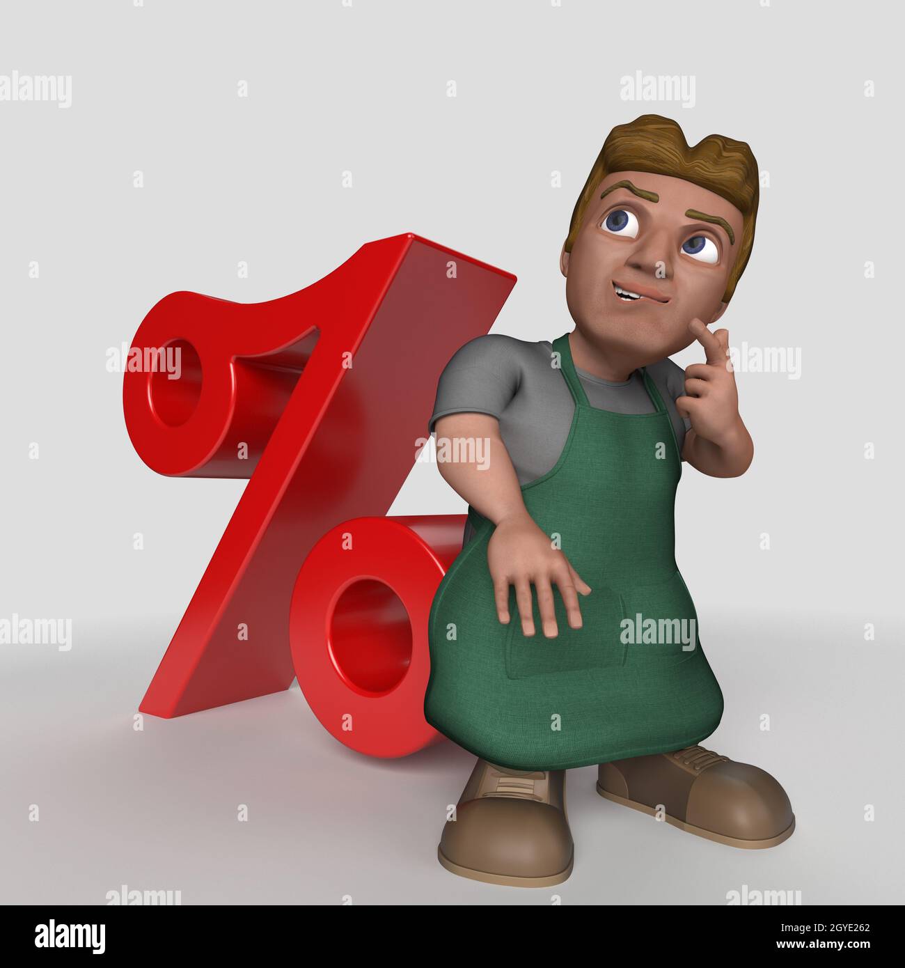 3D Render of Cartoon Shop Keeper Character Stock Photo - Alamy