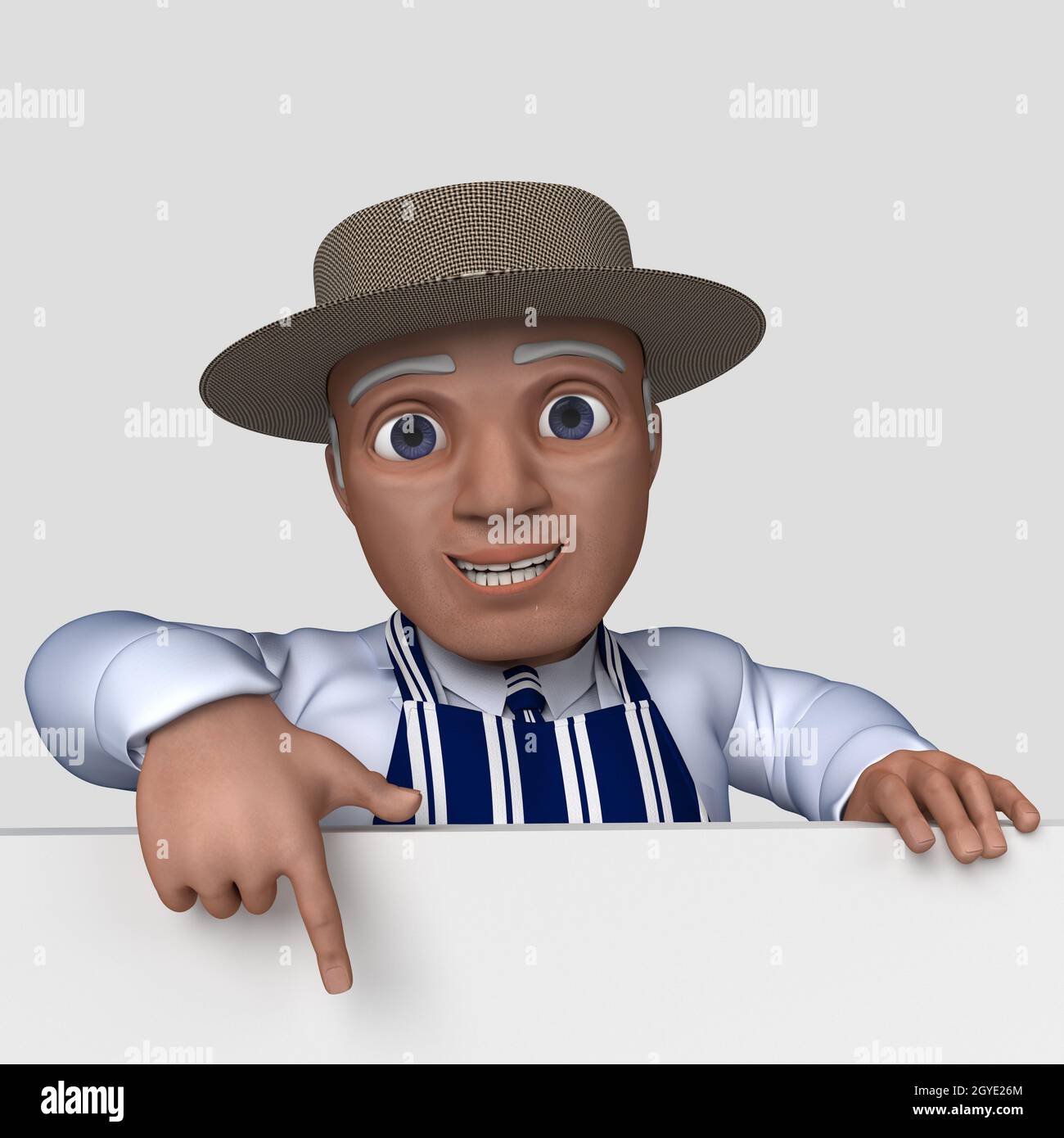 3D Render of Cartoon Butcher Character Stock Photo - Alamy