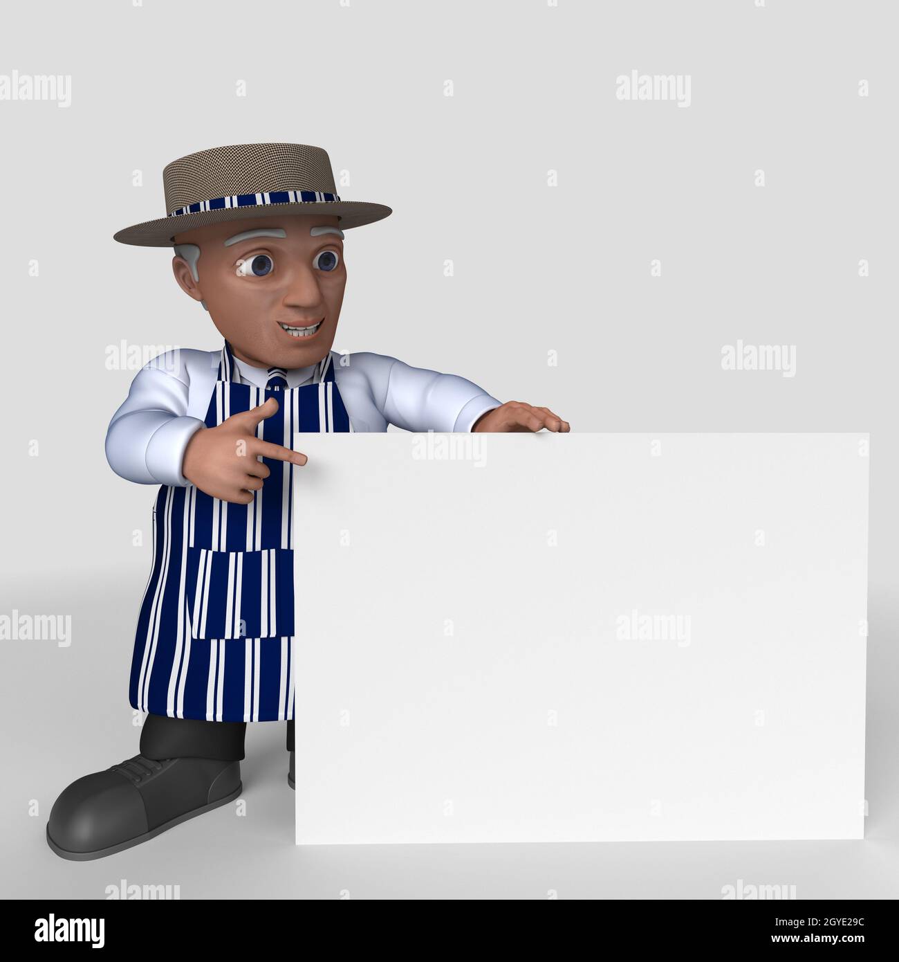 3D Render of Cartoon Butcher Character Stock Photo - Alamy