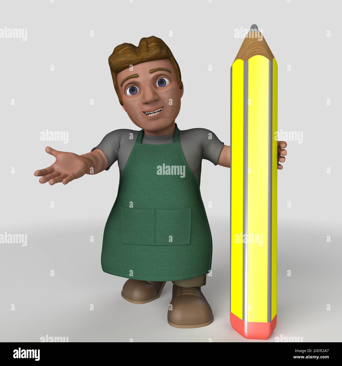 3D Render of Cartoon Shop Keeper Character Stock Photo - Alamy