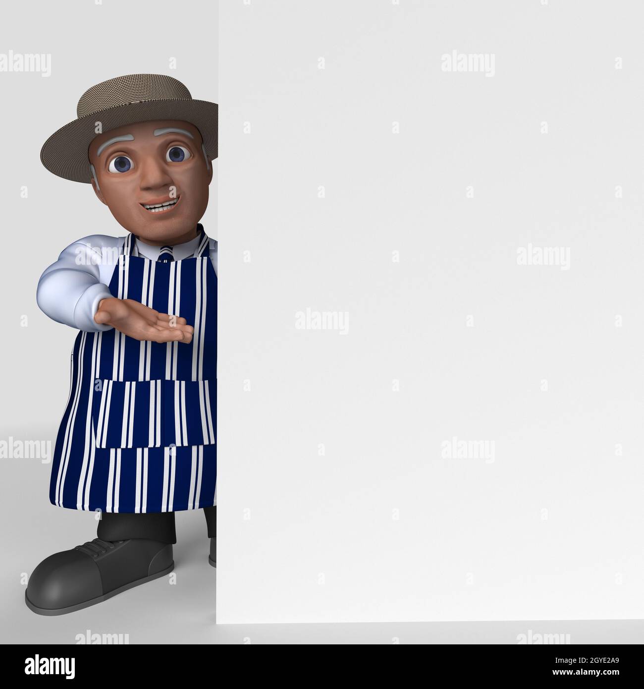 3D Render of Cartoon Butcher Character Stock Photo - Alamy