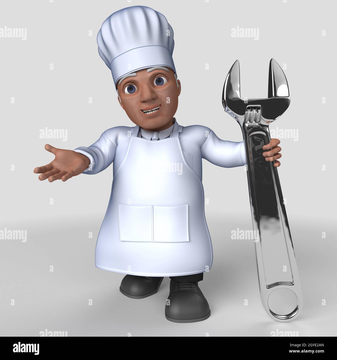 3D Render of Cartoon Baker Character Stock Photo - Alamy