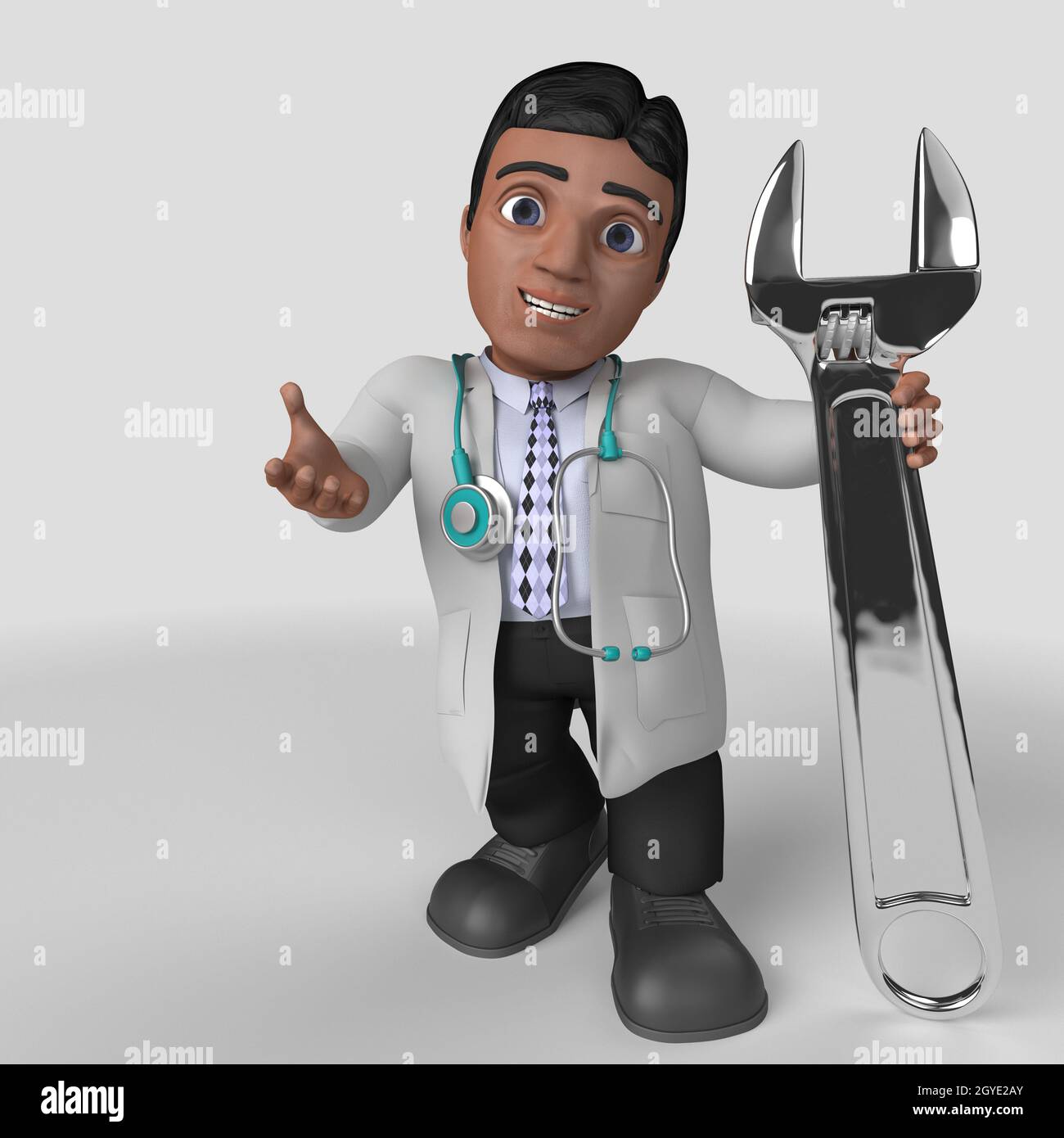3D Render of Cartoon Doctor Character Stock Photo - Alamy