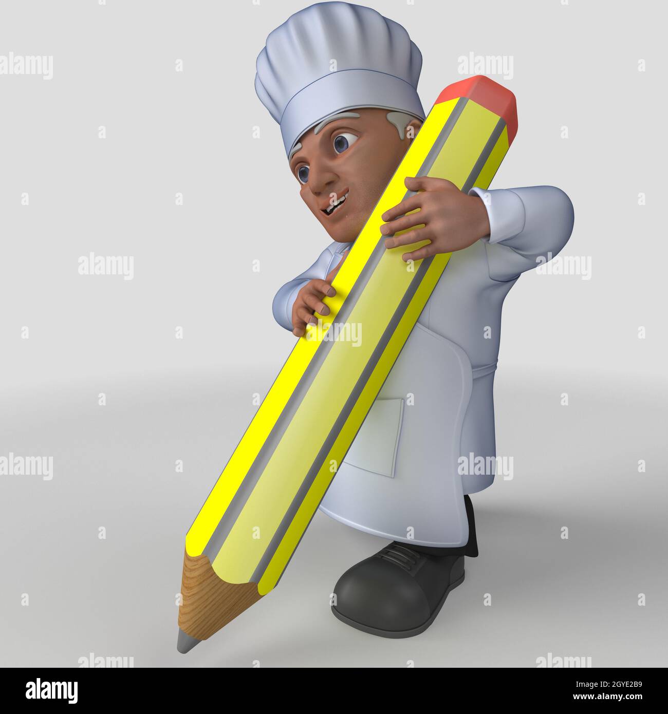 3D Render of Cartoon Baker Character Stock Photo - Alamy