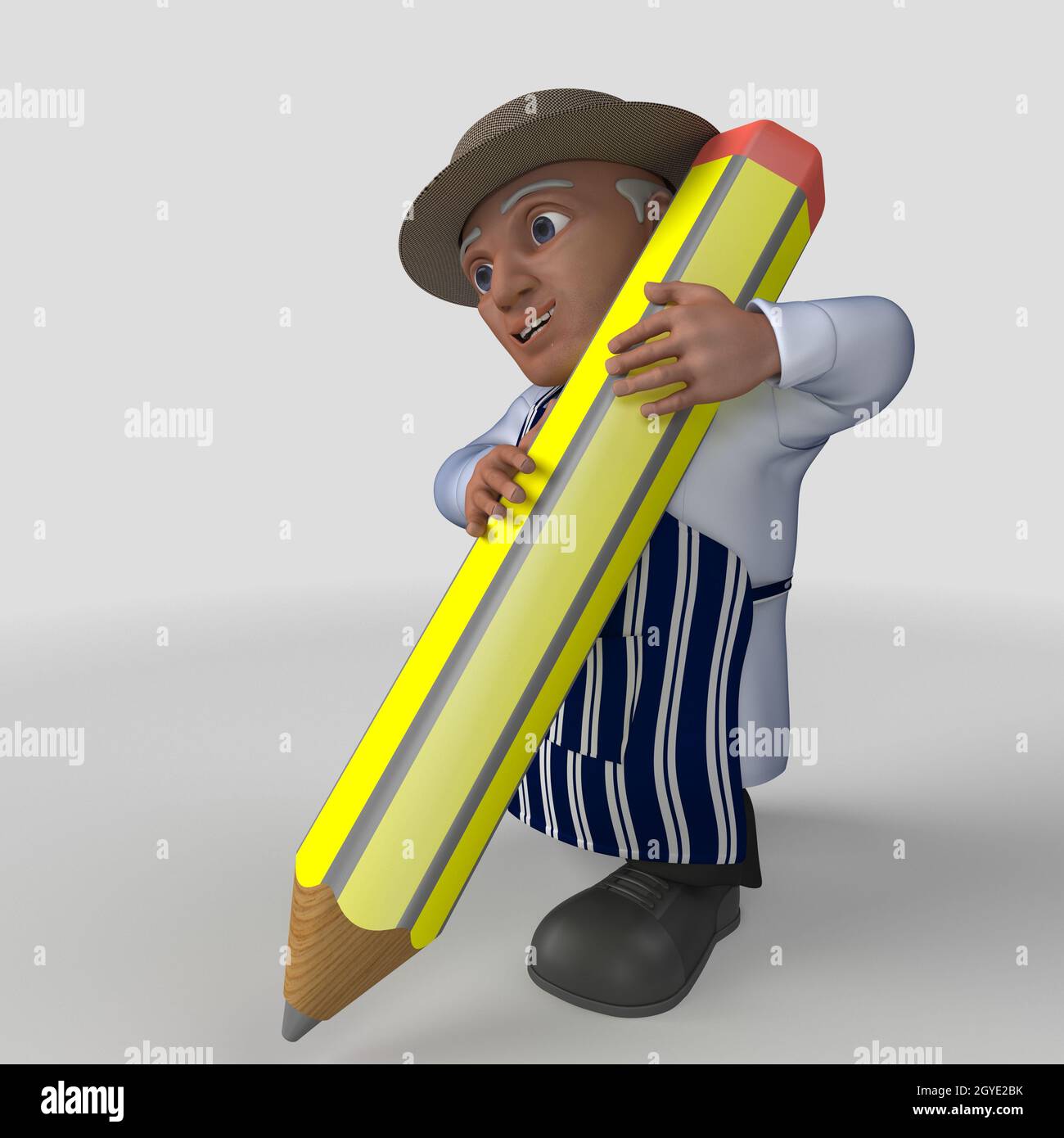 3D Render of Cartoon Butcher Character Stock Photo - Alamy