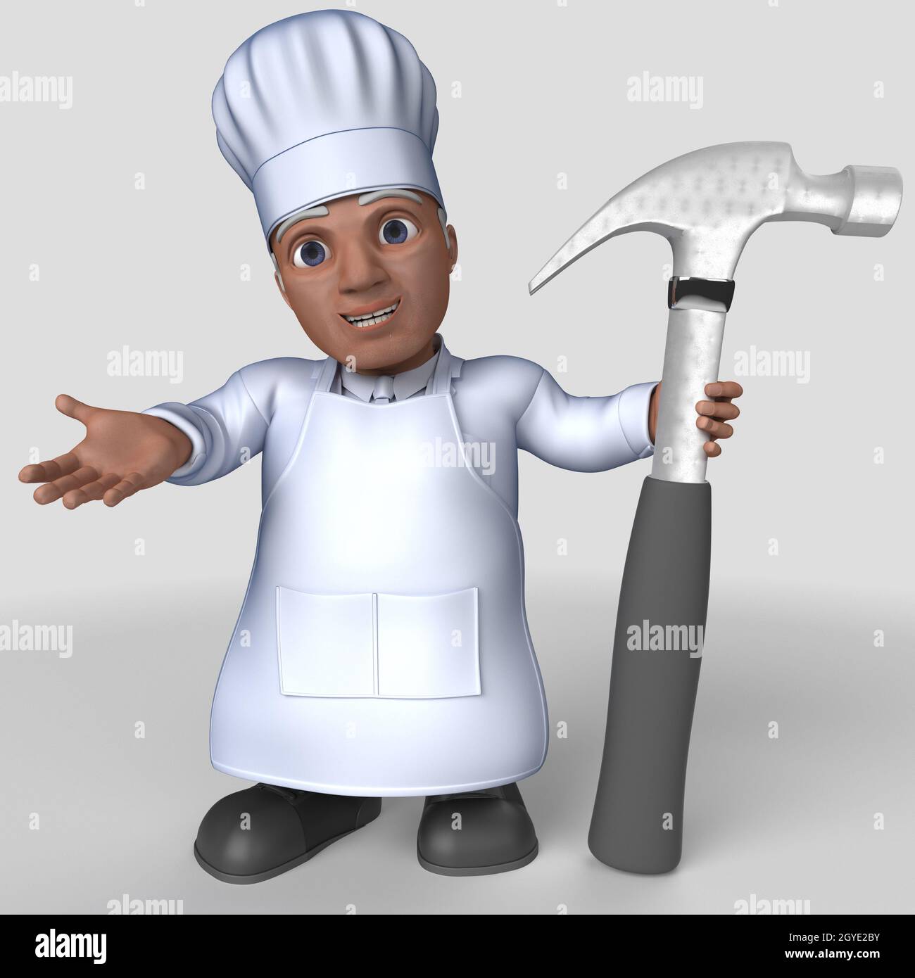 3D Render of Cartoon Baker Character Stock Photo - Alamy