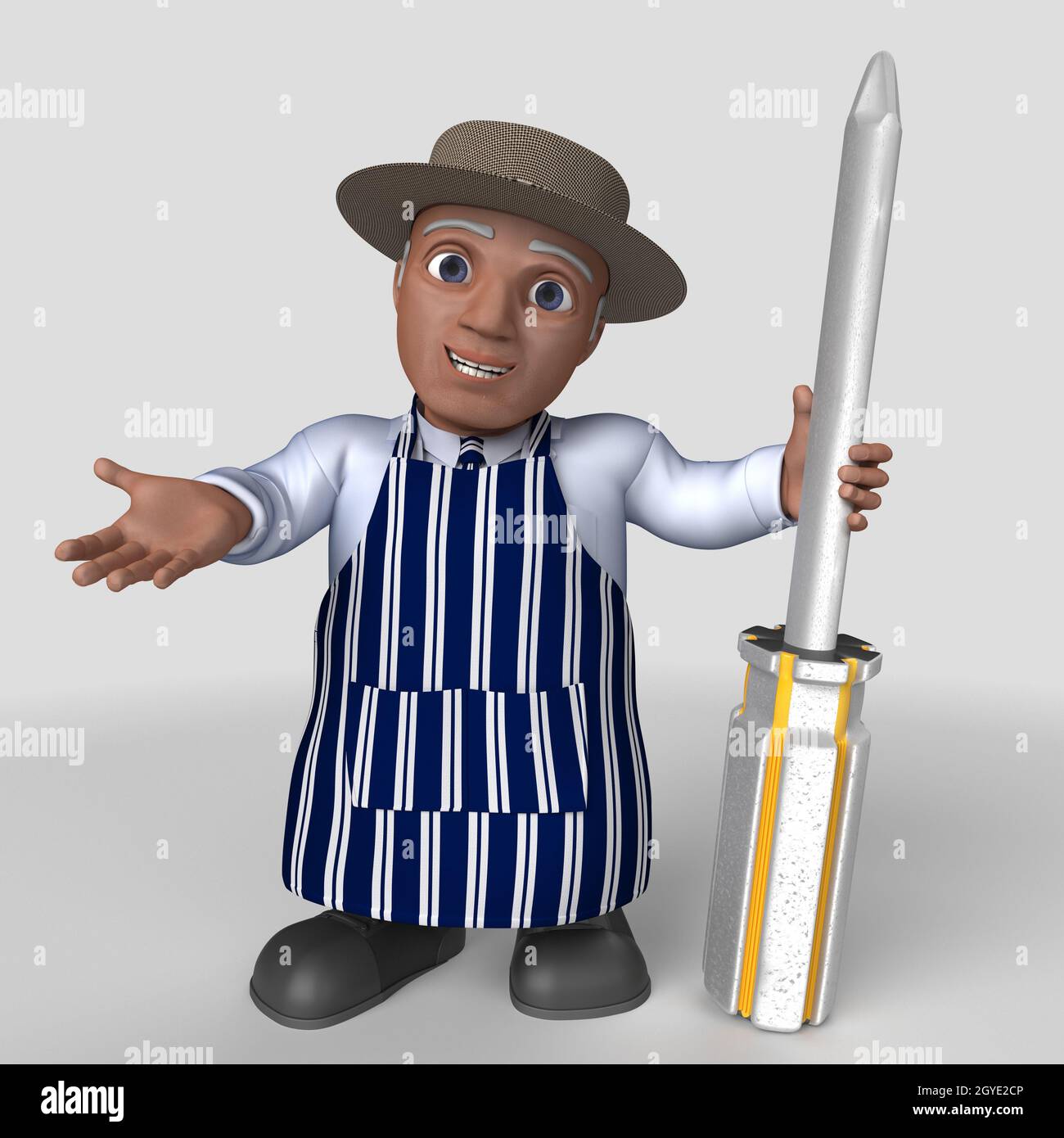 3D Render of Cartoon Butcher Character Stock Photo - Alamy