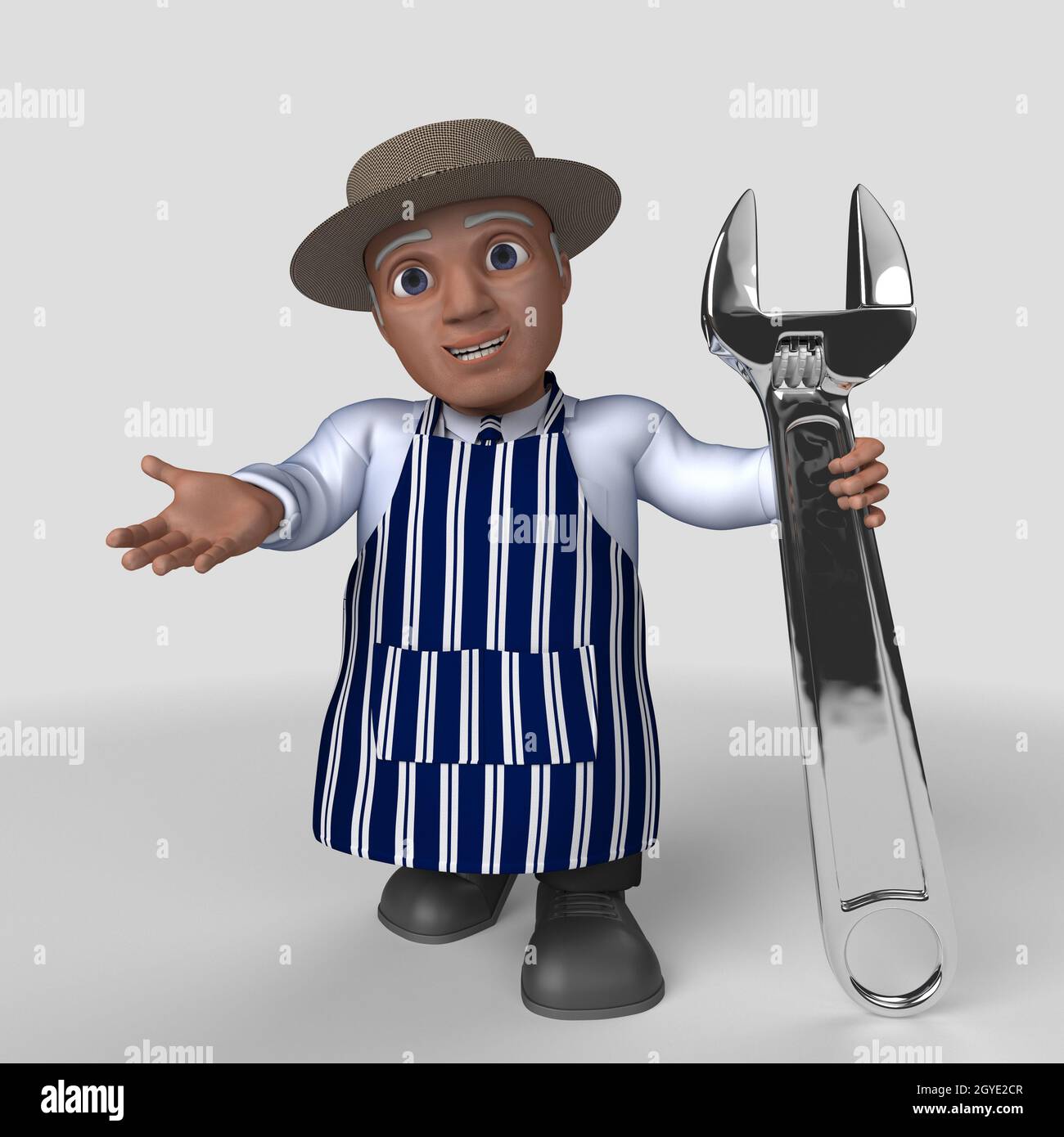 3D Render of Cartoon Butcher Character Stock Photo - Alamy