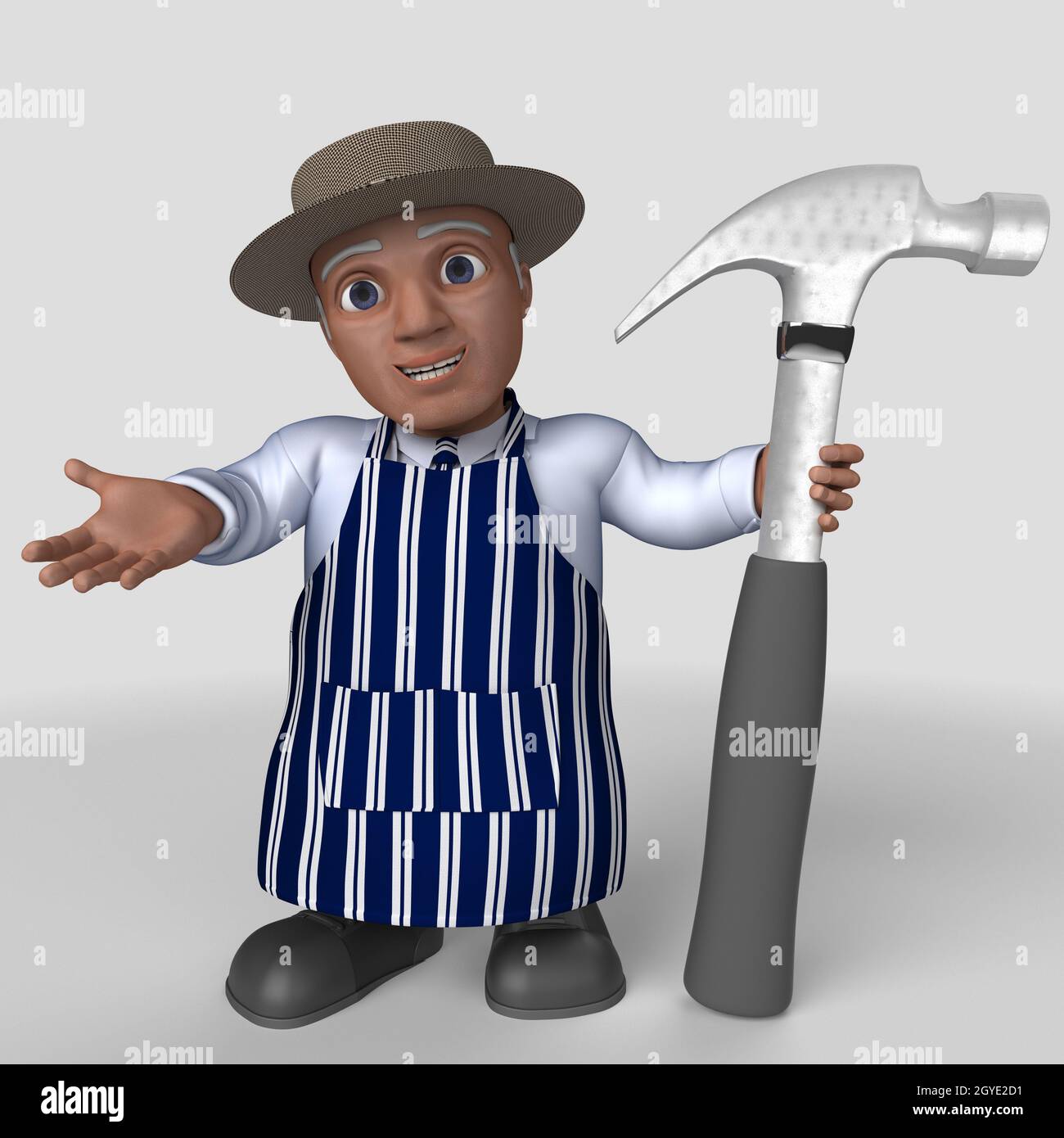 3D Render of Cartoon Butcher Character Stock Photo - Alamy