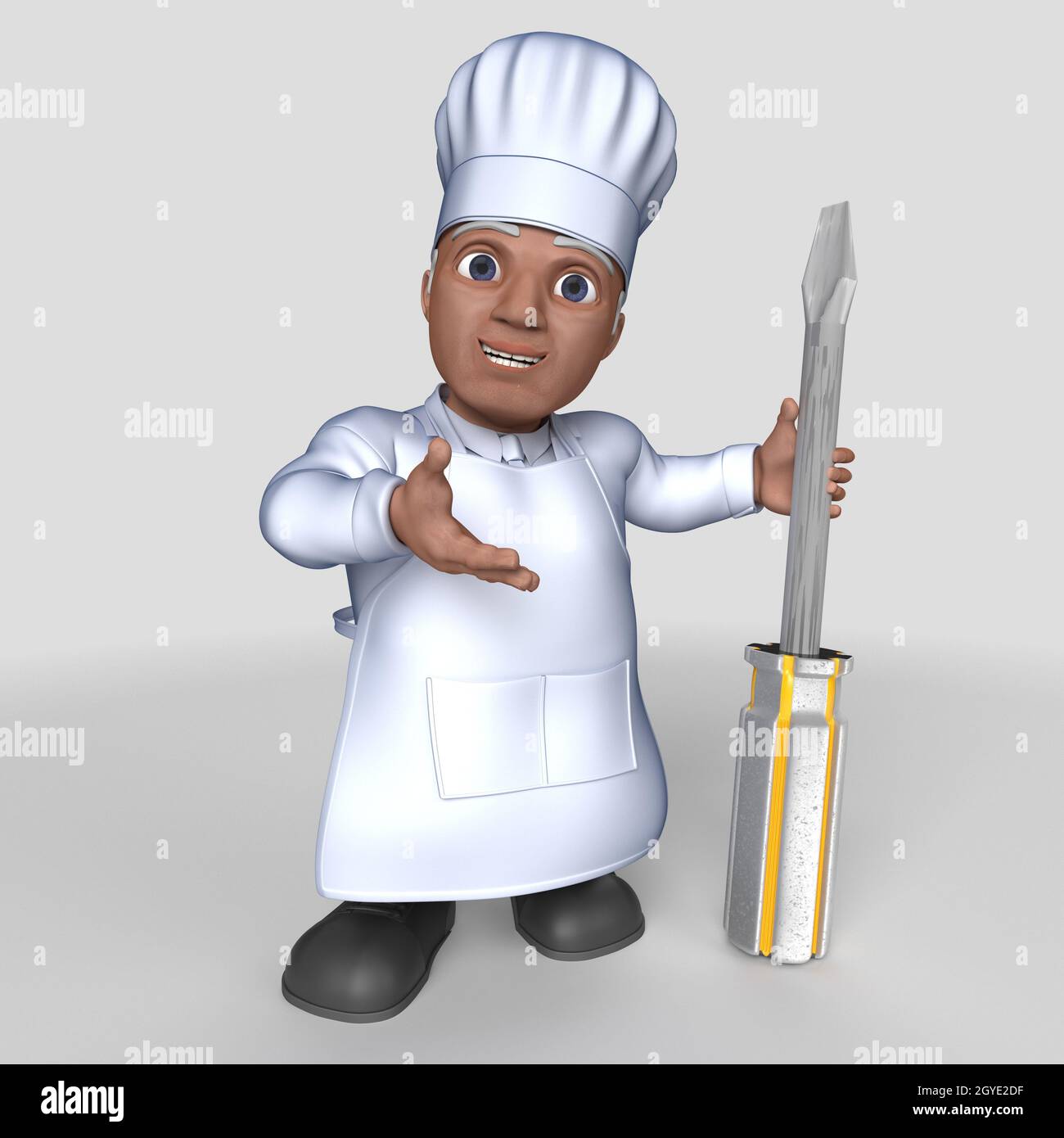 3D Render of Cartoon Baker Character Stock Photo - Alamy