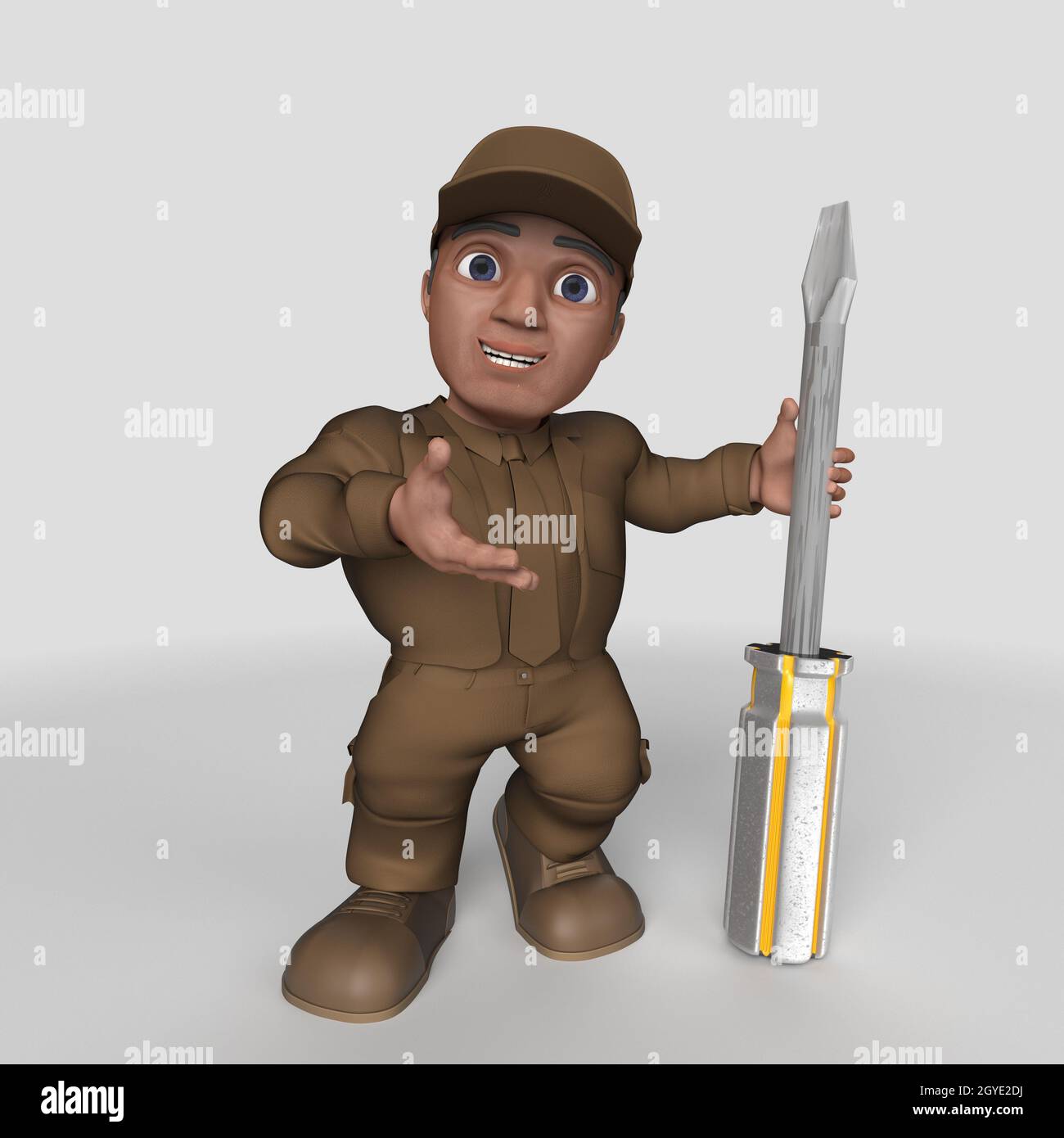 3D Render of Cartoon Delivery Driver Stock Photo - Alamy