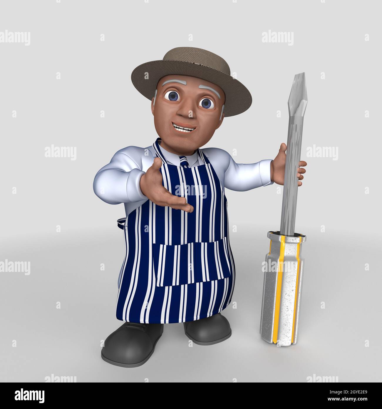 3D Render of Cartoon Butcher Character Stock Photo - Alamy