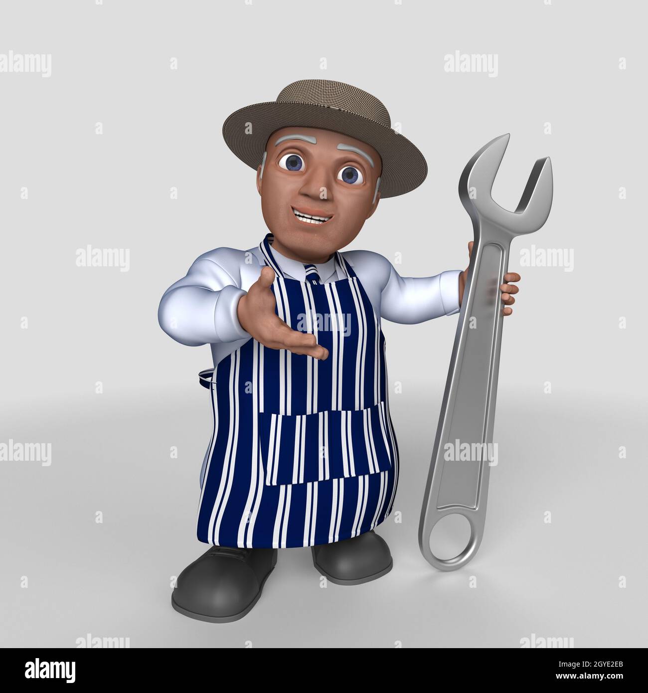 3D Render of Cartoon Butcher Character Stock Photo - Alamy