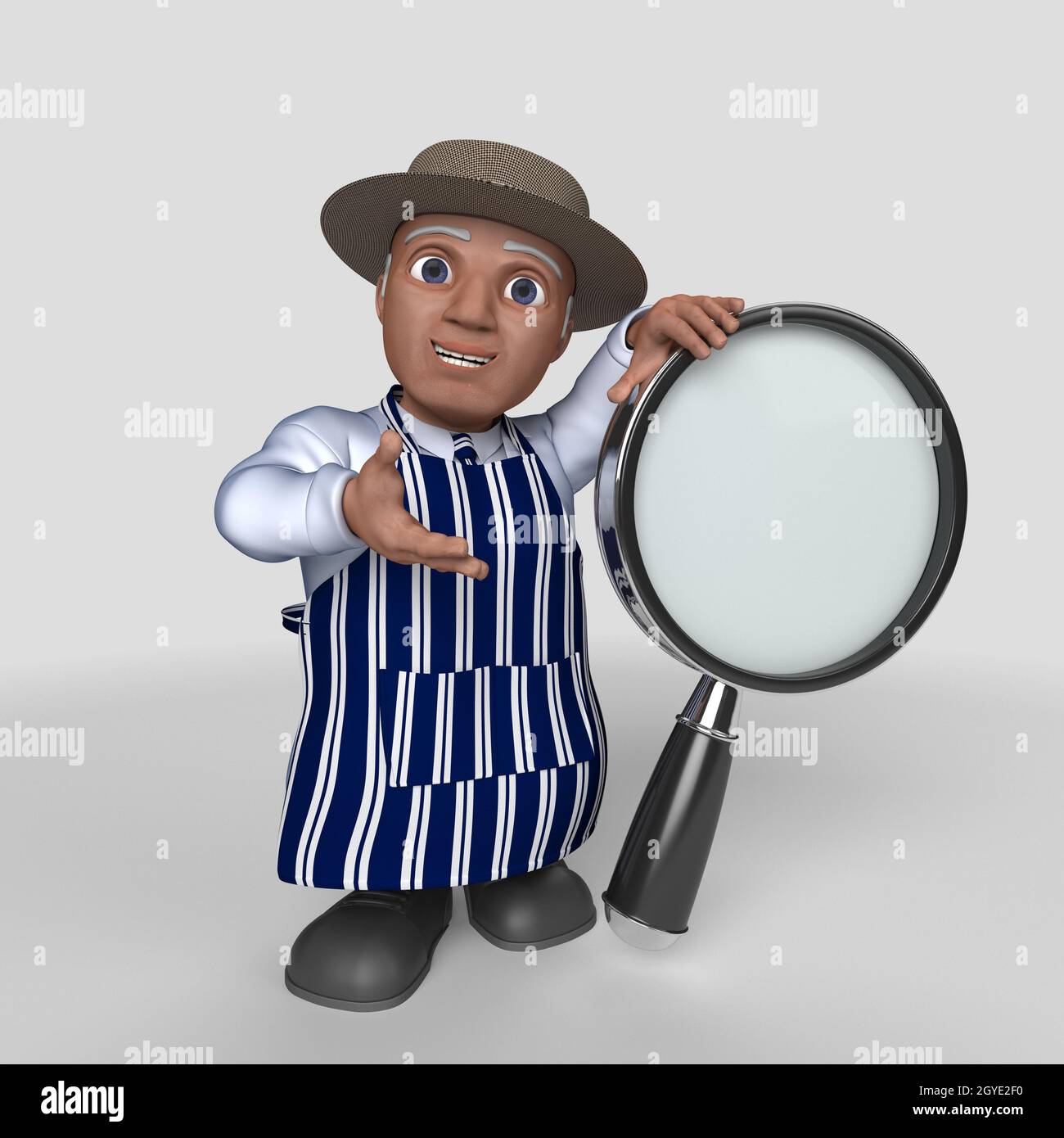 3D Render of Cartoon Butcher Character Stock Photo - Alamy
