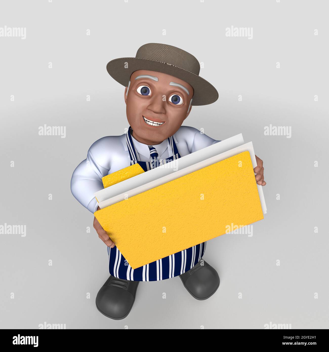 3D Render of Cartoon Butcher Character Stock Photo - Alamy
