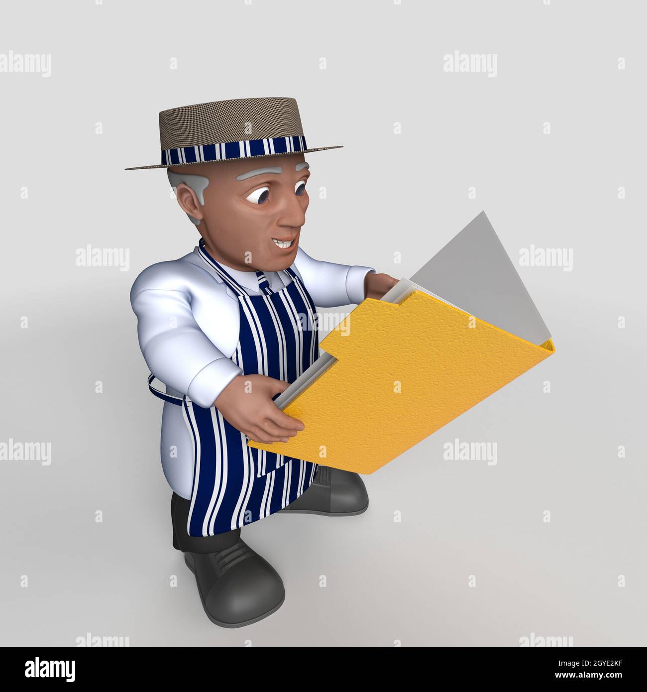 3D Render of Cartoon Butcher Character Stock Photo - Alamy