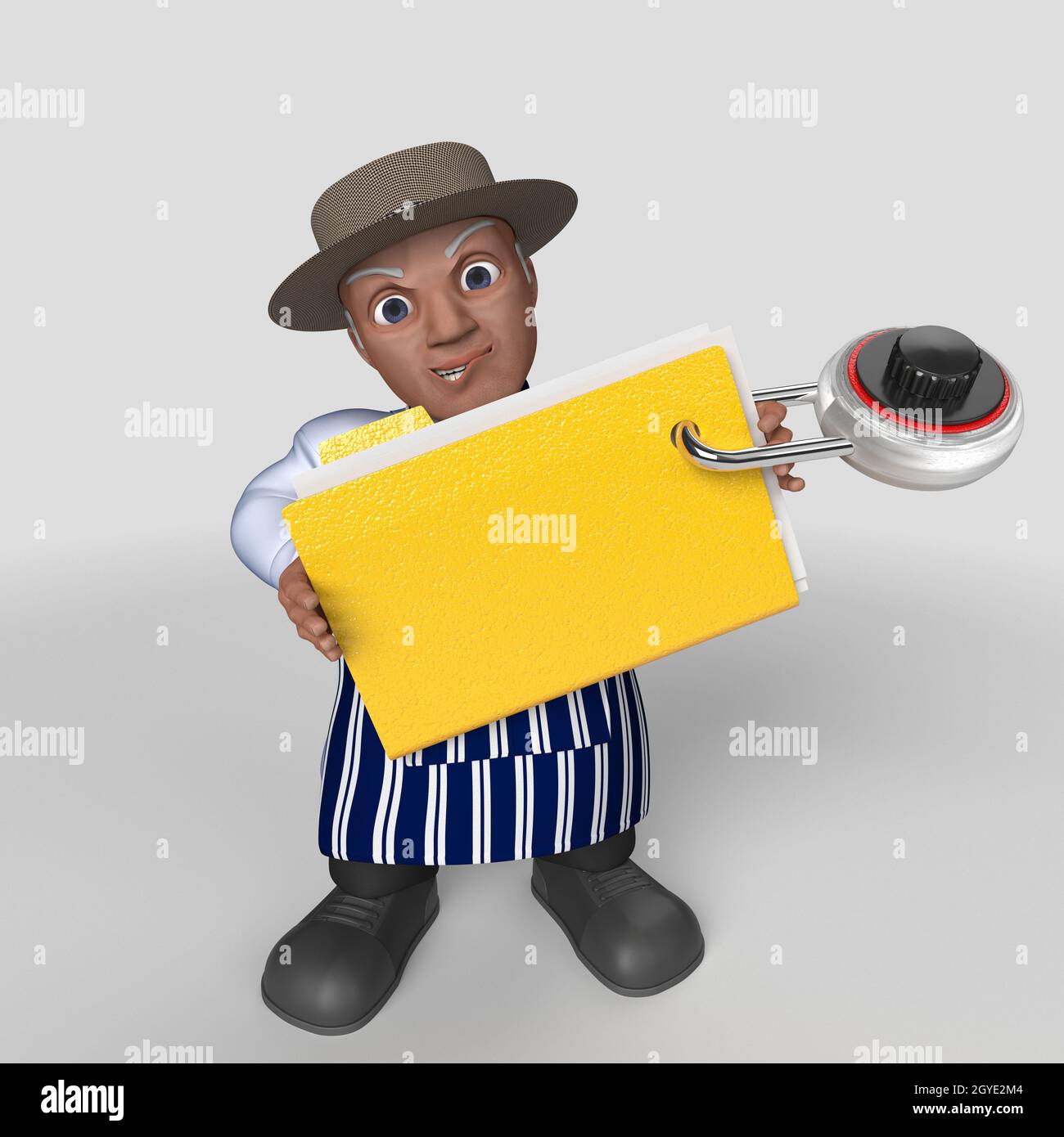 3D Render of Cartoon Butcher Character Stock Photo - Alamy