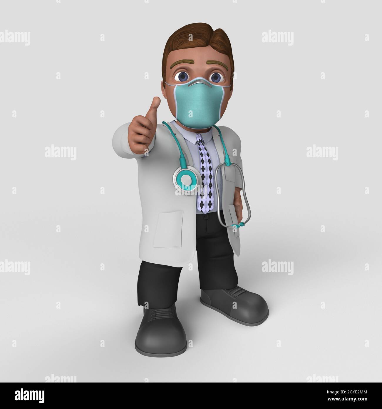3D Render of Cartoon Doctor Character in face mask Stock Photo - Alamy