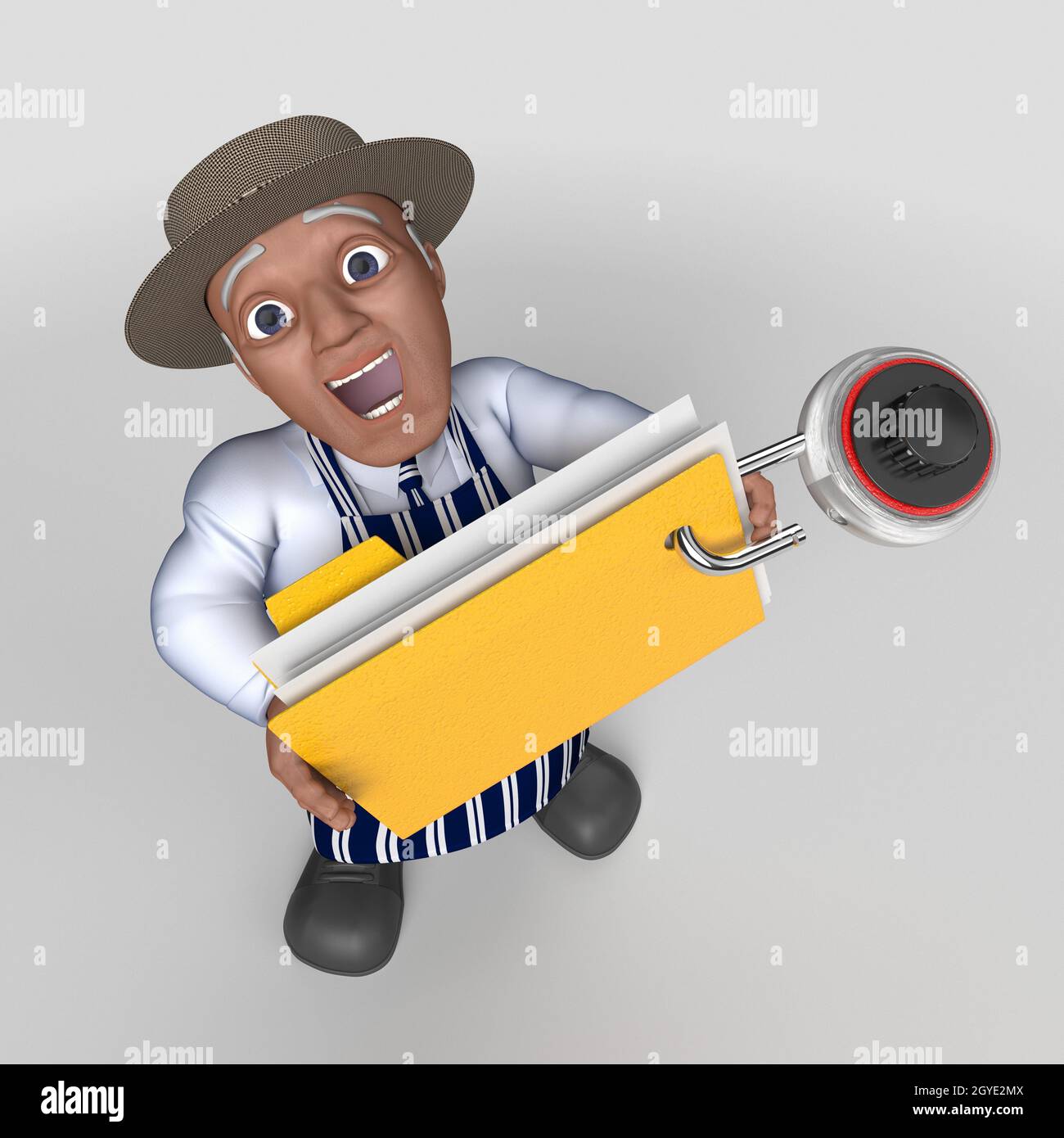 3D Render of Cartoon Butcher Character Stock Photo - Alamy