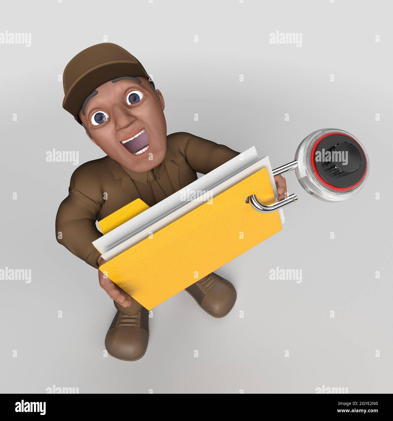 3D Render of Cartoon Delivery Driver Stock Photo - Alamy