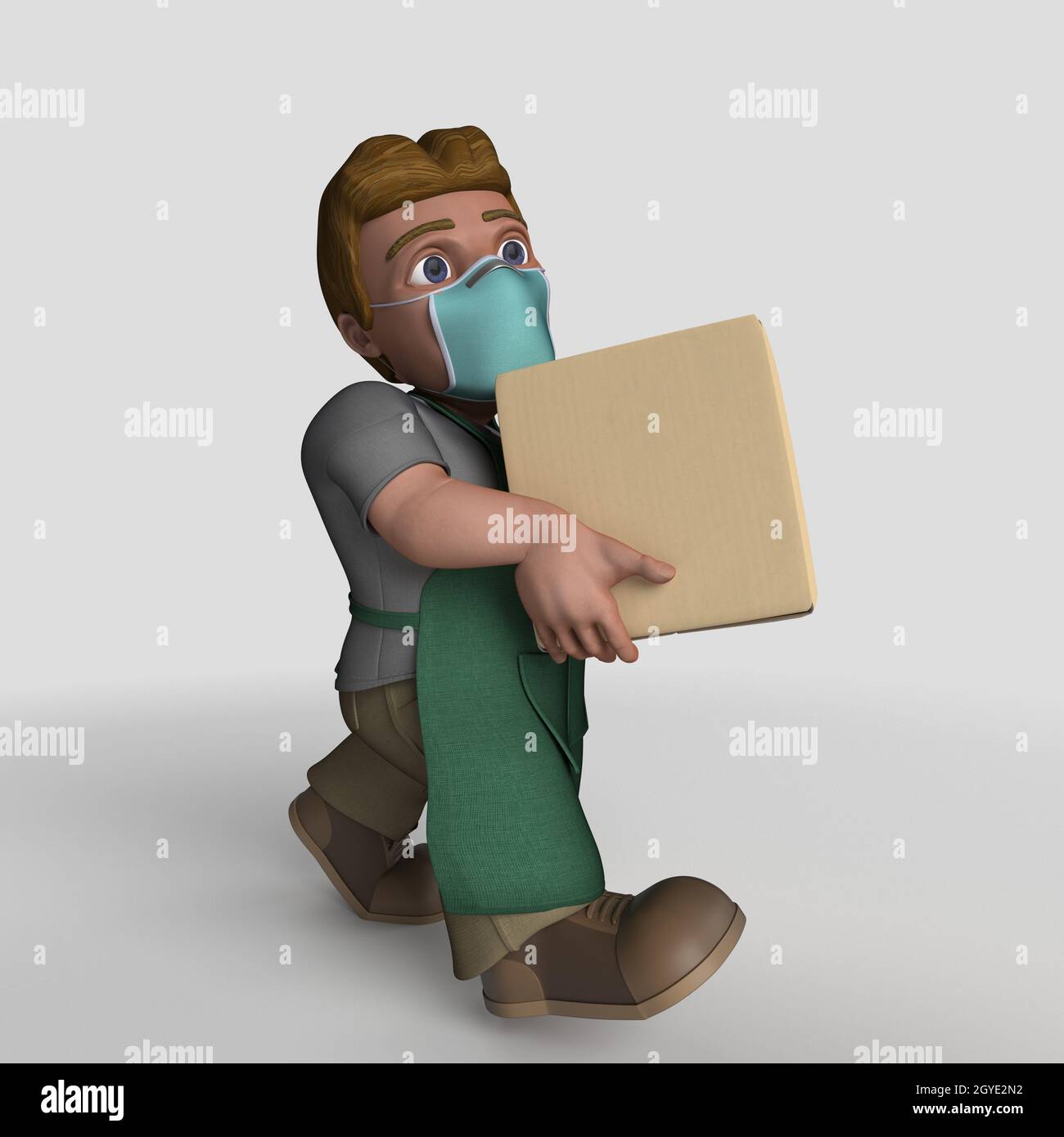 3D Render of Cartoon Shop Keeper Character Stock Photo - Alamy
