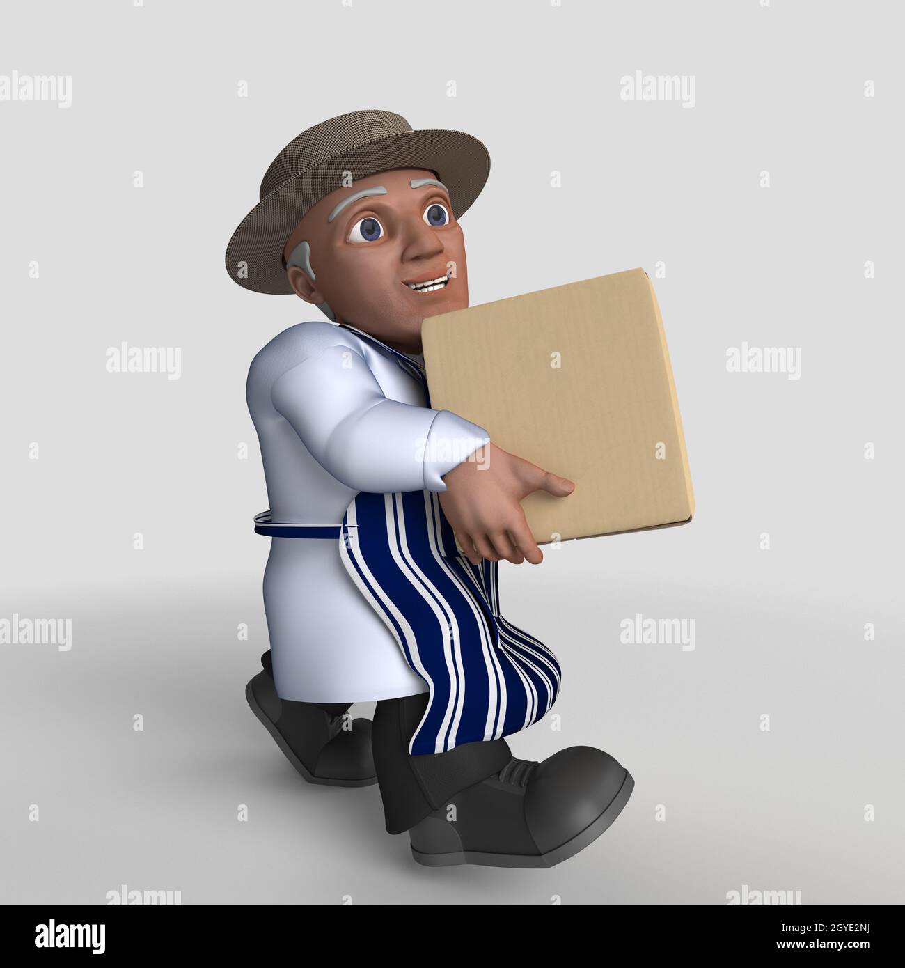 3D Render of Cartoon Butcher Character Stock Photo - Alamy