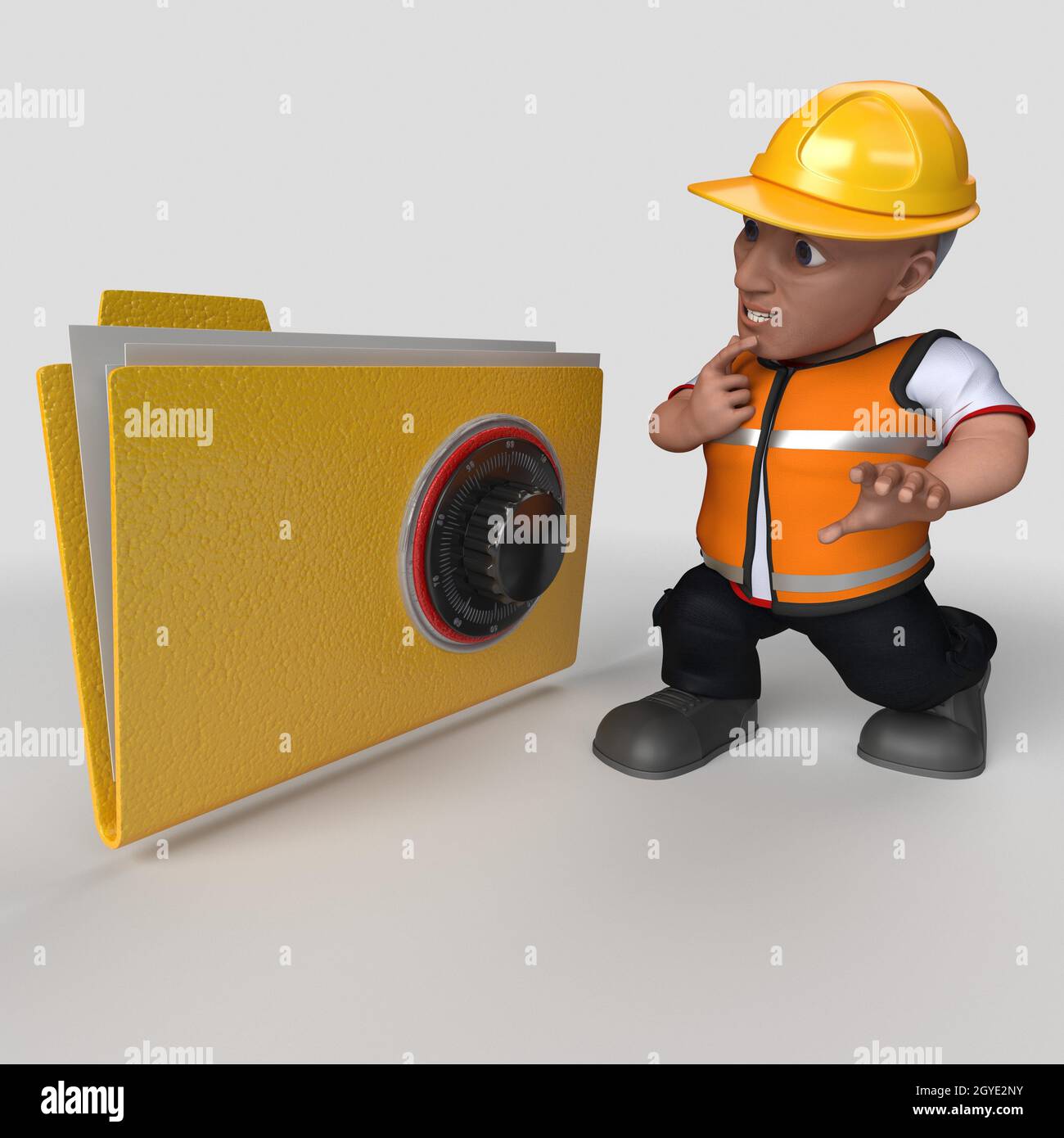 3D Render of Cartoon Builder Character Stock Photo - Alamy
