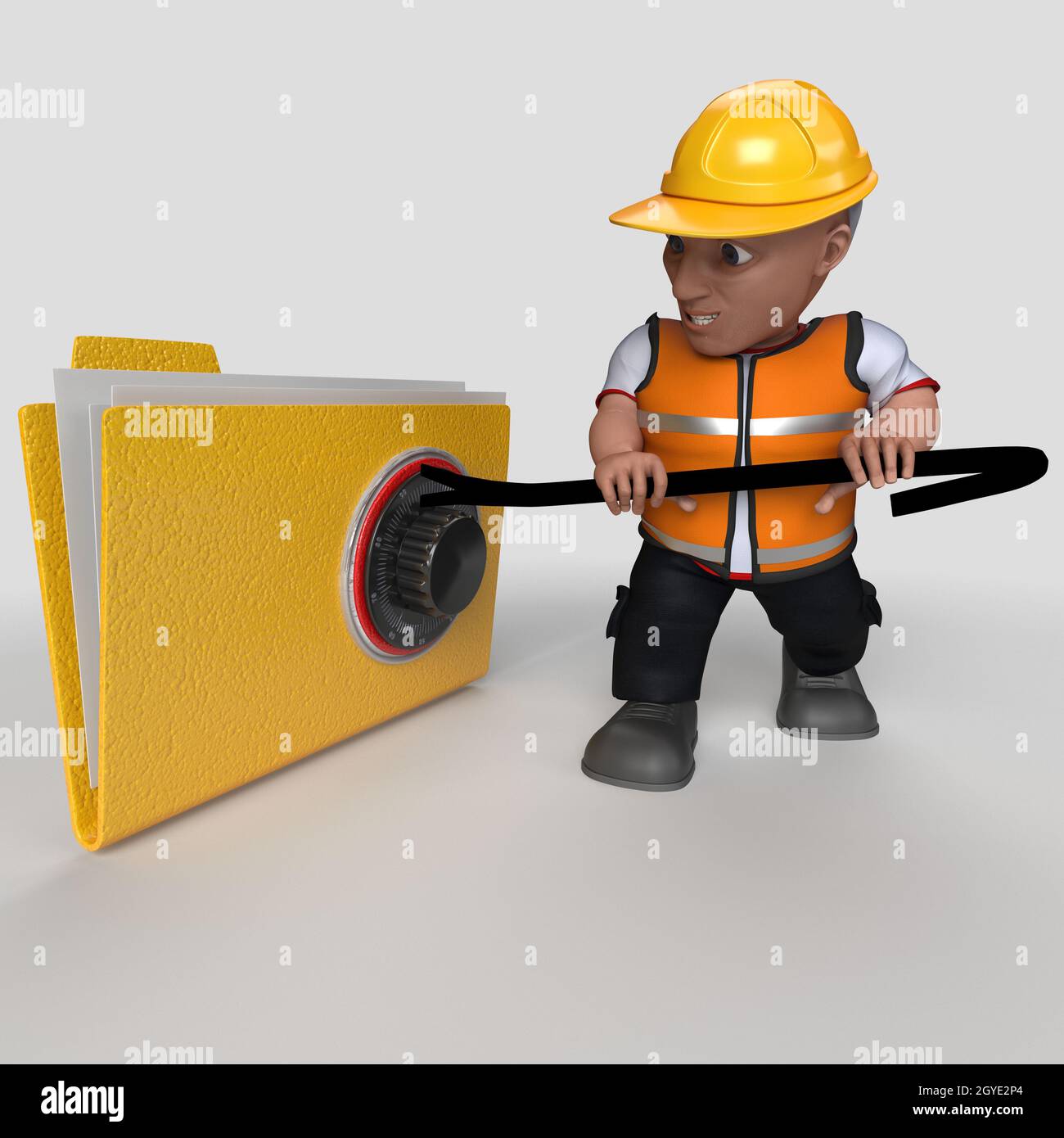 3D Render of Cartoon Builder Character Stock Photo - Alamy