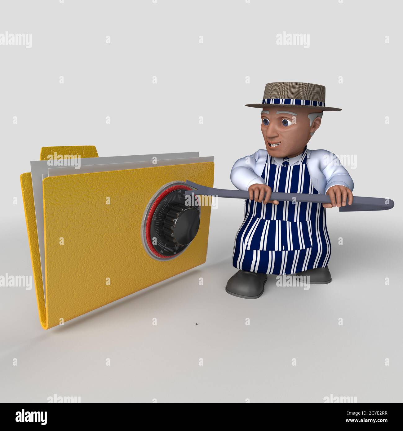 3D Render of Cartoon Butcher Character Stock Photo - Alamy