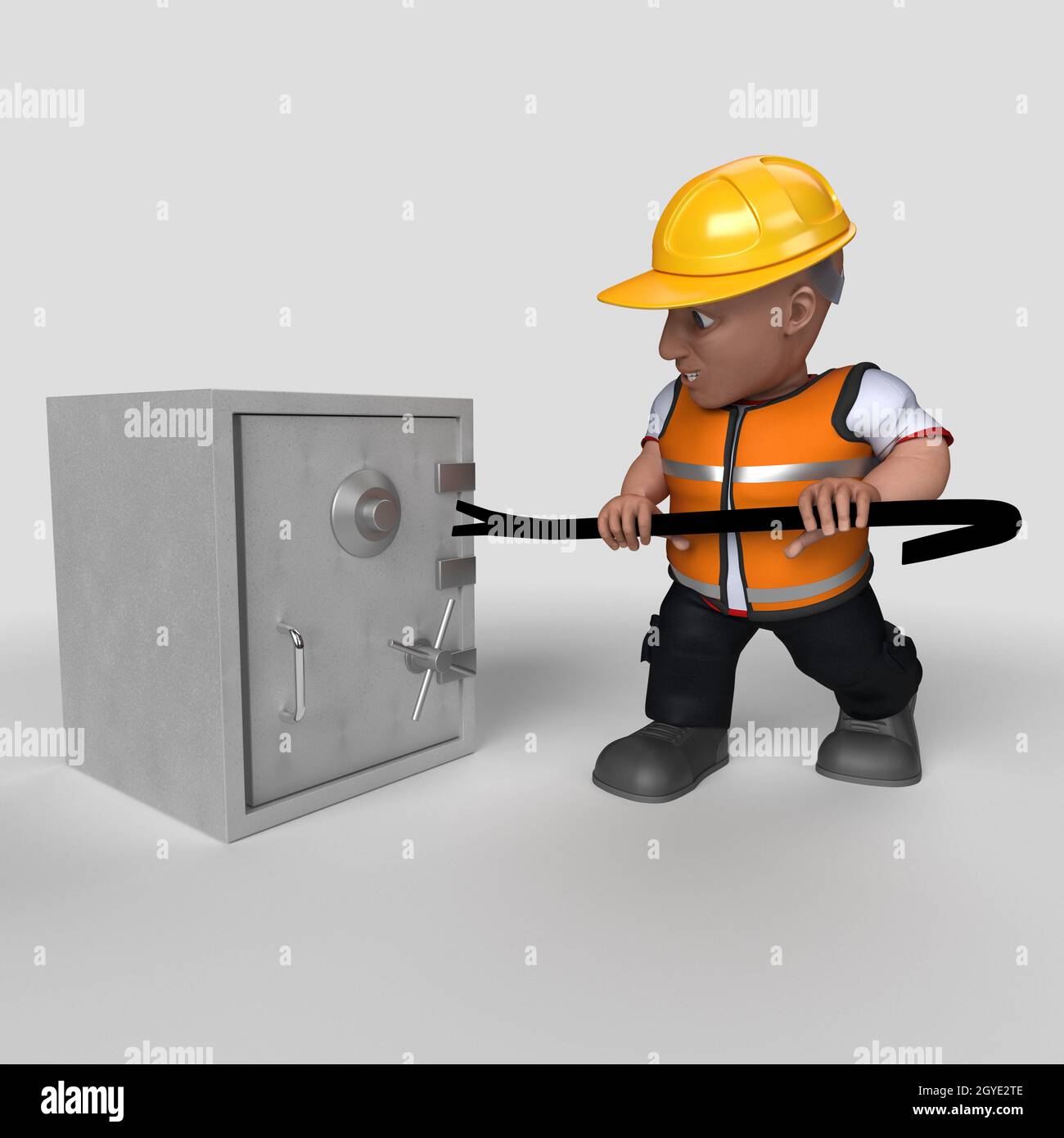 3D Render of Cartoon Builder Character Stock Photo - Alamy