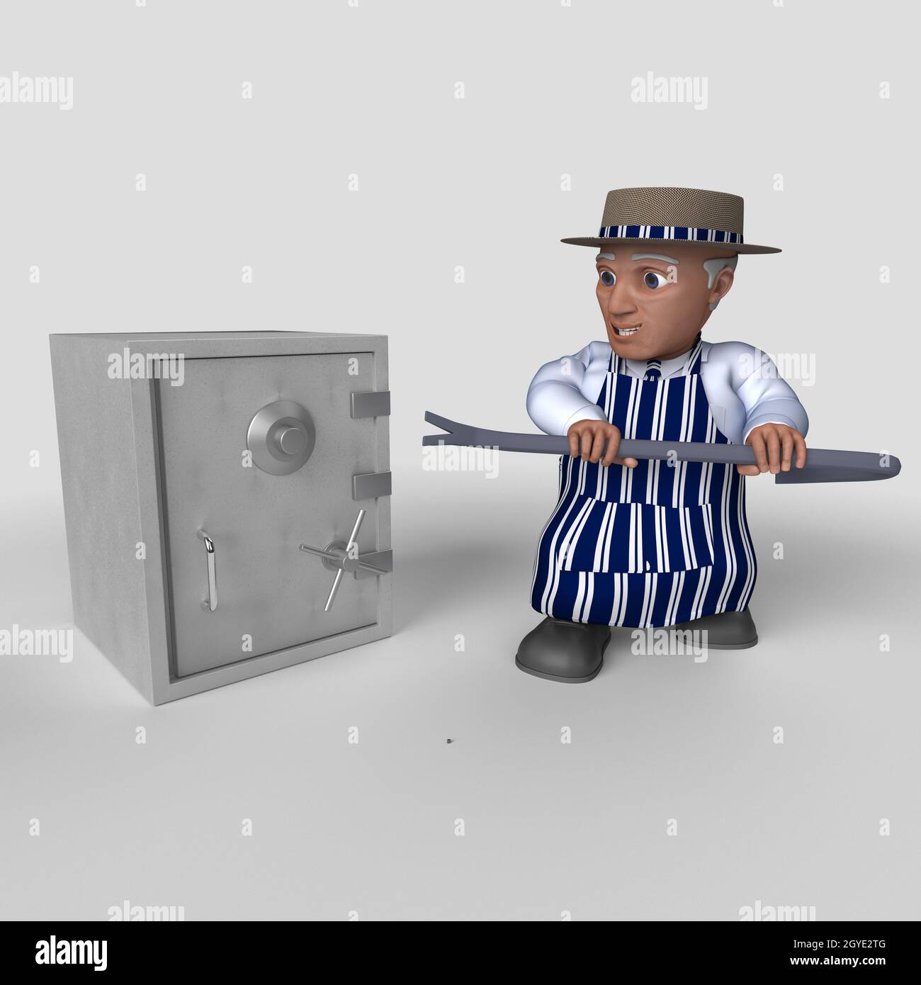 3D Render of Cartoon Butcher Character Stock Photo - Alamy