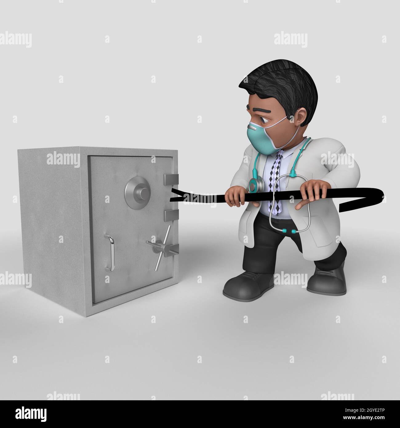 3D Render of Cartoon Doctor Character in face mask Stock Photo - Alamy