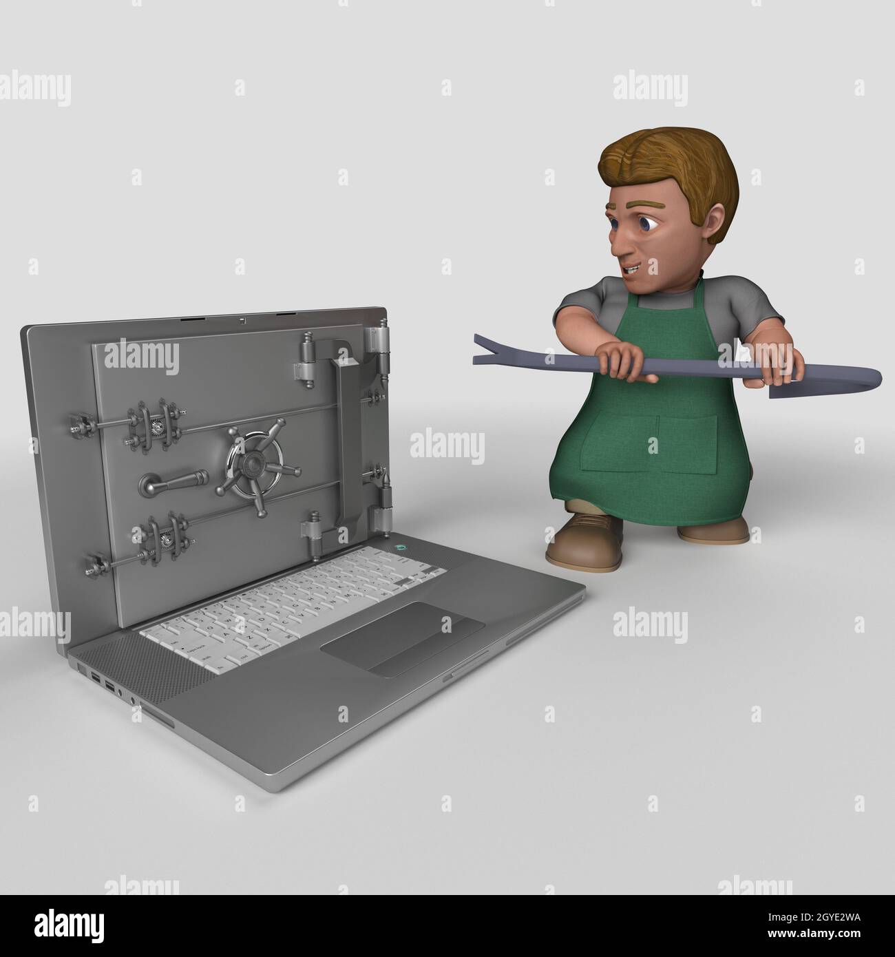 3D Render of Cartoon Shop Keeper Character Stock Photo - Alamy