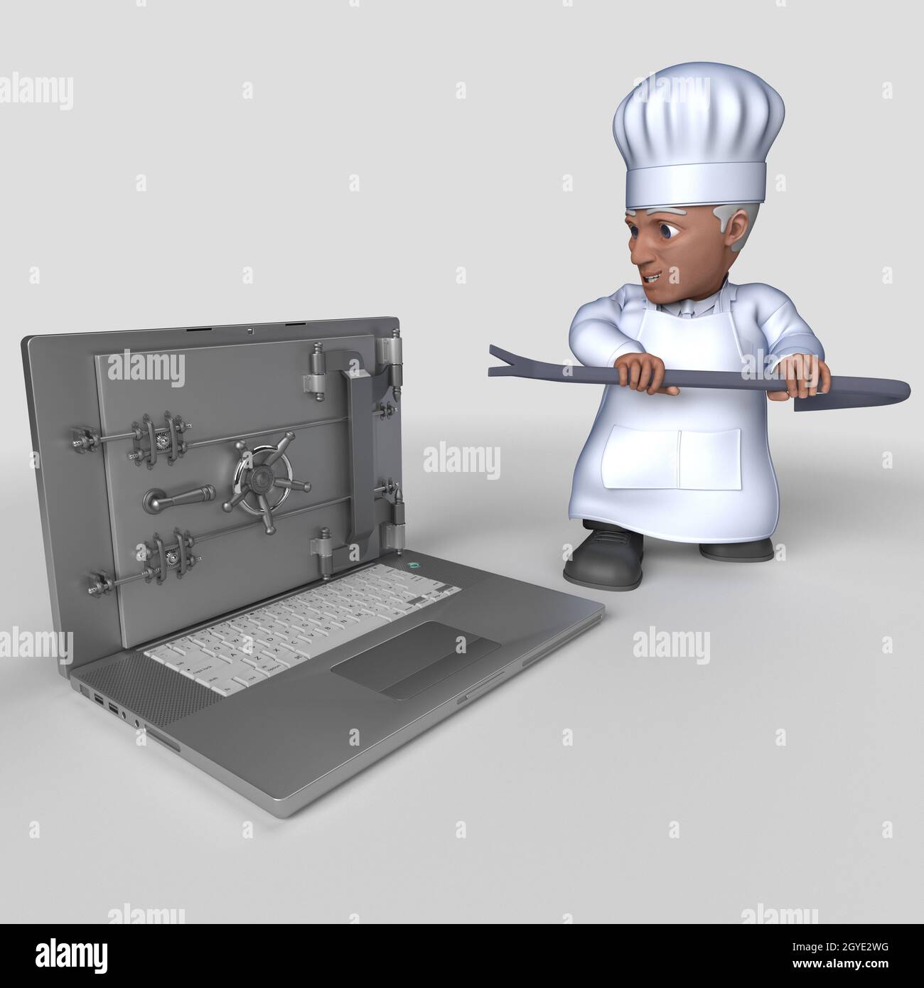 3D Render of Cartoon Baker Character Stock Photo - Alamy