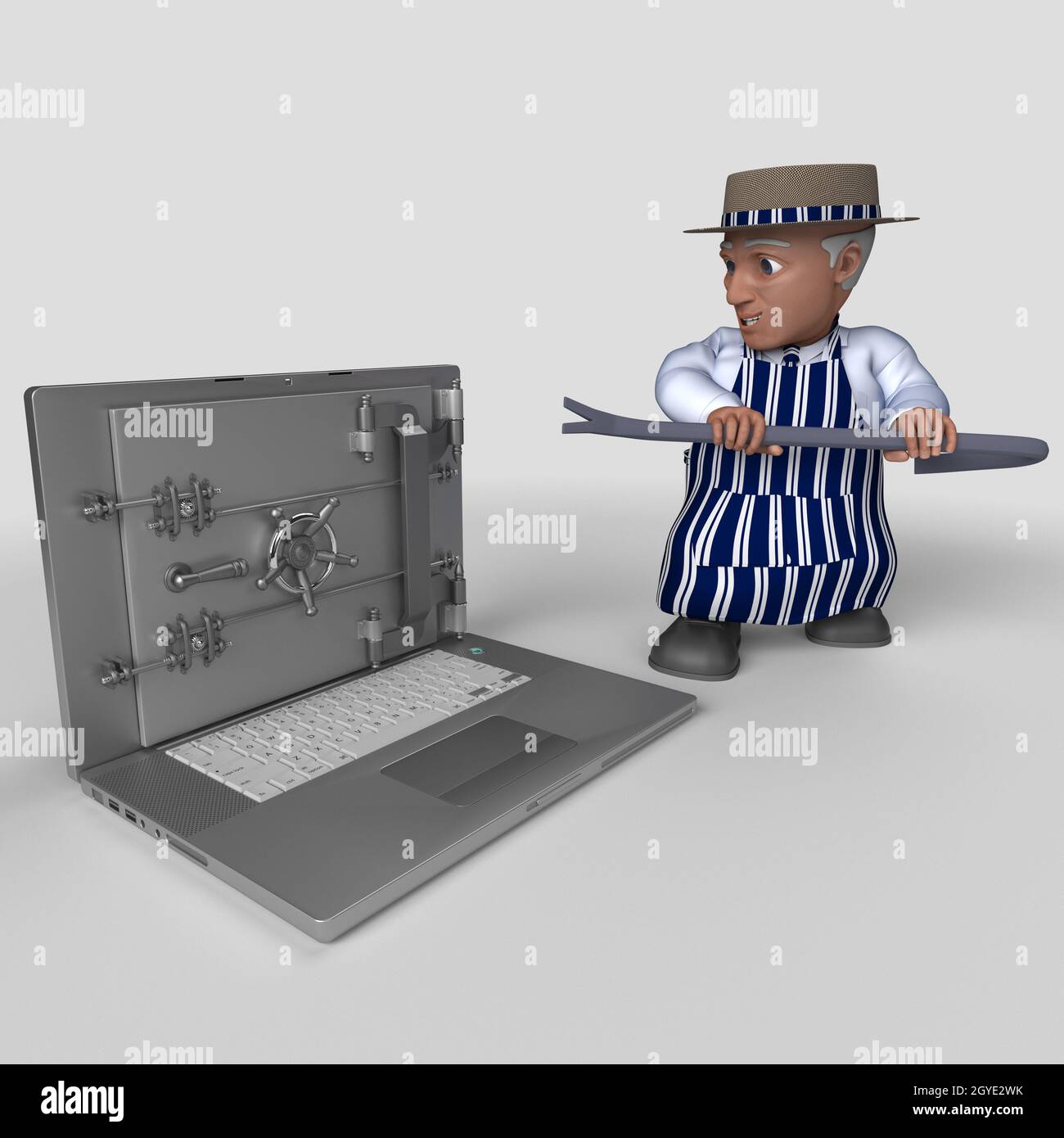 3D Render of Cartoon Butcher Character Stock Photo - Alamy