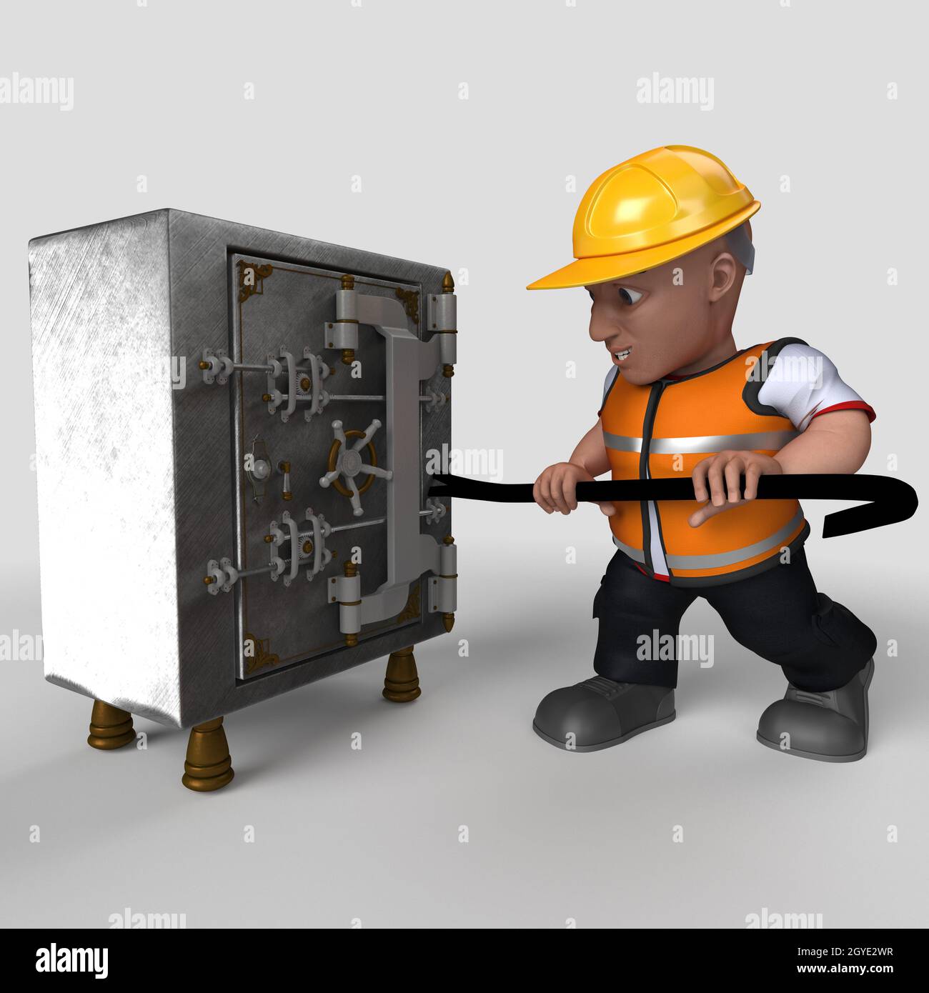 3D Render of Cartoon Builder Character Stock Photo - Alamy
