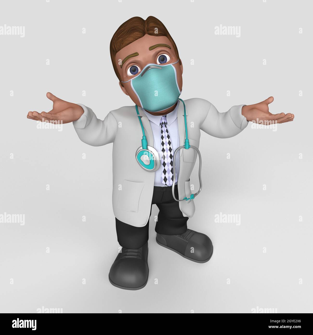 3D Render of Cartoon Doctor Character in face mask Stock Photo - Alamy