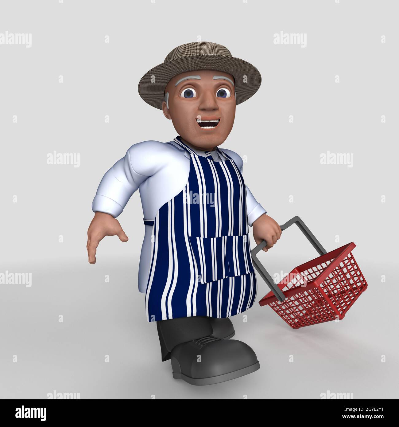 3D Render of Cartoon Butcher Character Stock Photo - Alamy