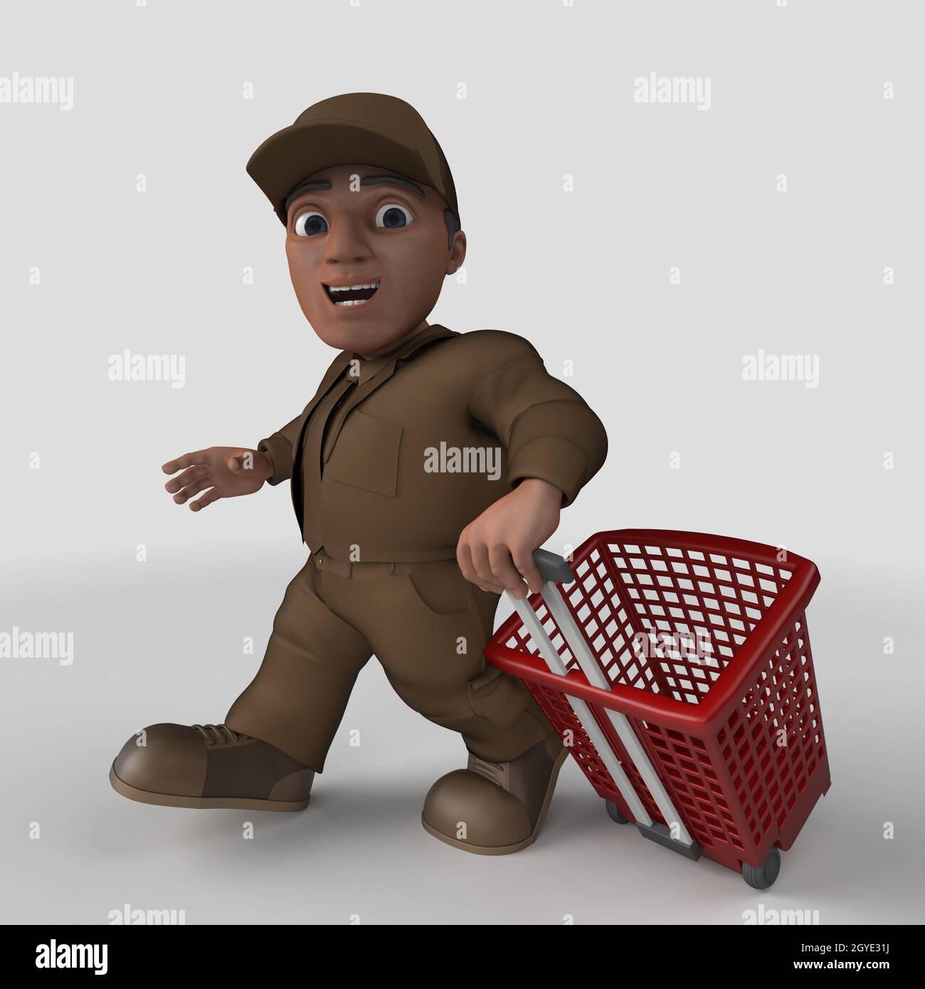 3D Render of Cartoon Delivery Driver Stock Photo - Alamy
