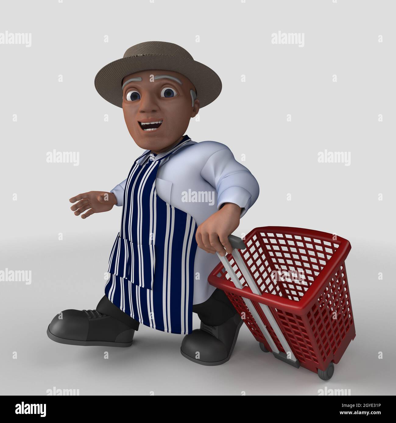 3D Render of Cartoon Butcher Character Stock Photo - Alamy