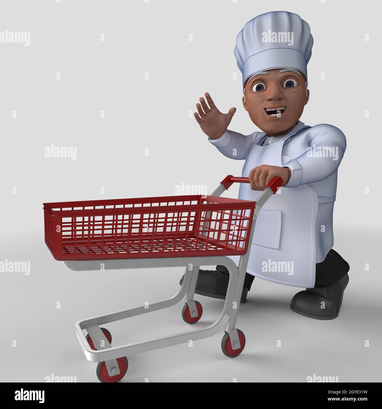 3D Render of Cartoon Baker Character Stock Photo - Alamy