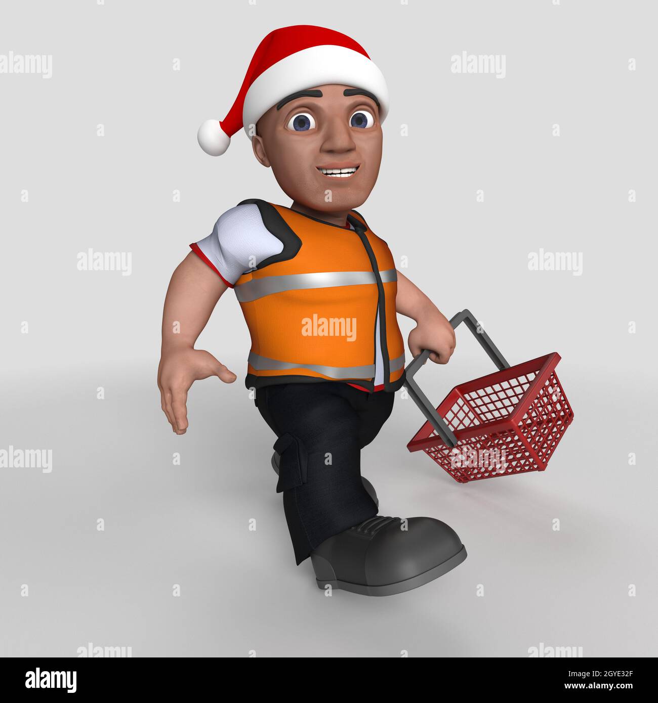 3D Render of Cartoon Builder Character Stock Photo - Alamy